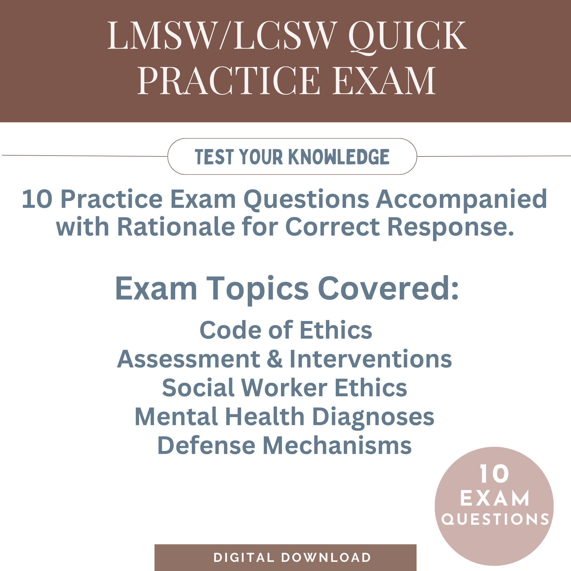 LMSW LCSW Practice Exam: 10 ASWB Questions With Rationale (digital ...