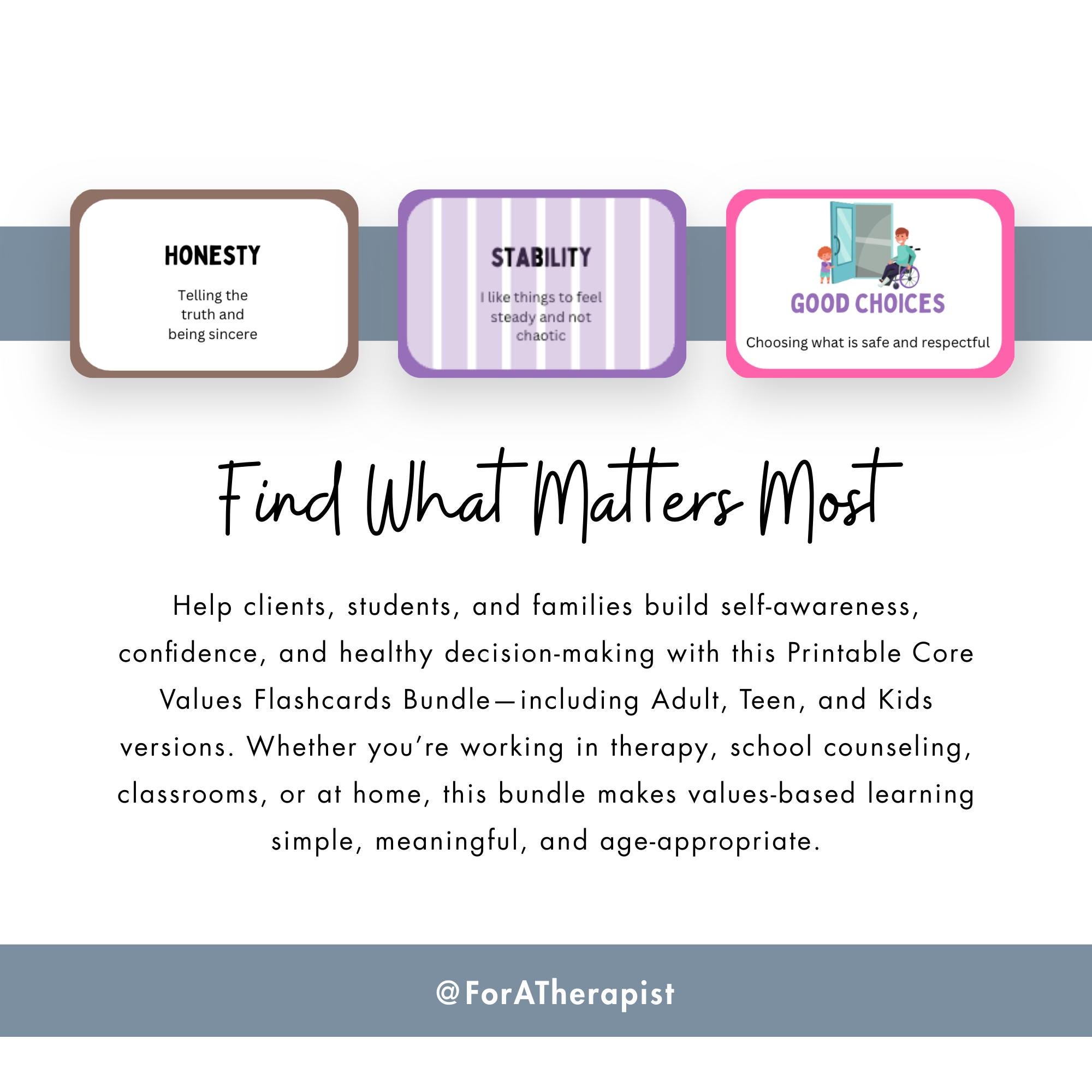 Core Values Flashcards Bundle Printable | SAVE 25% | Adult Teen Kids ...