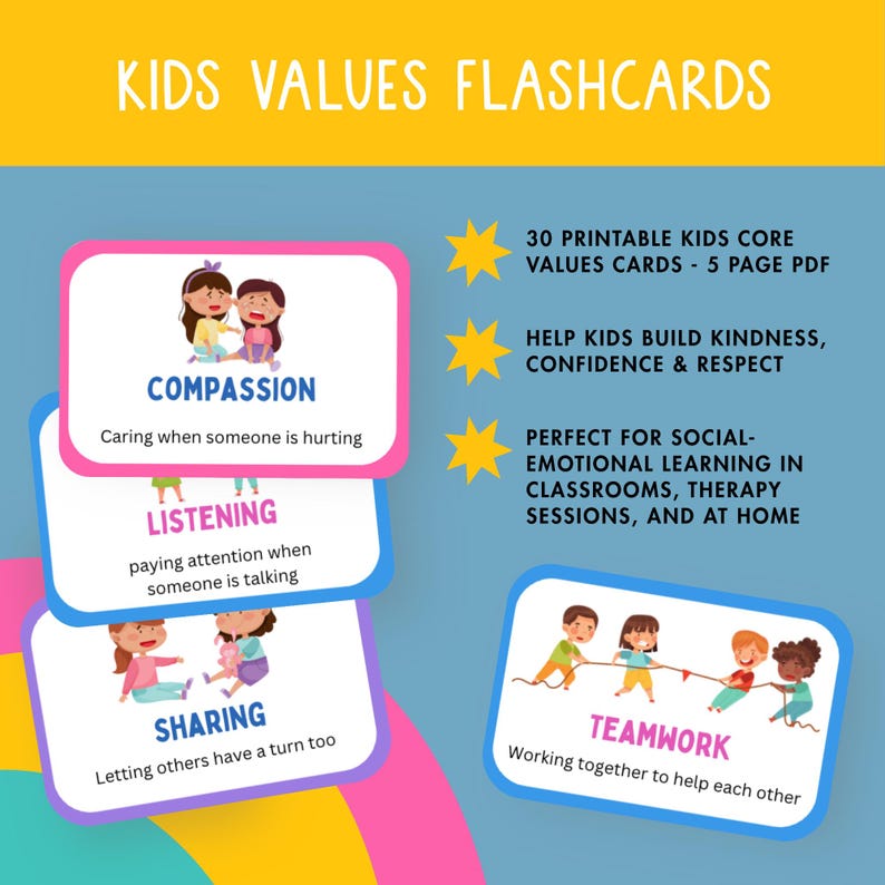 Core Values Flashcards Bundle Printable | SAVE 25% | Adult Teen Kids ...