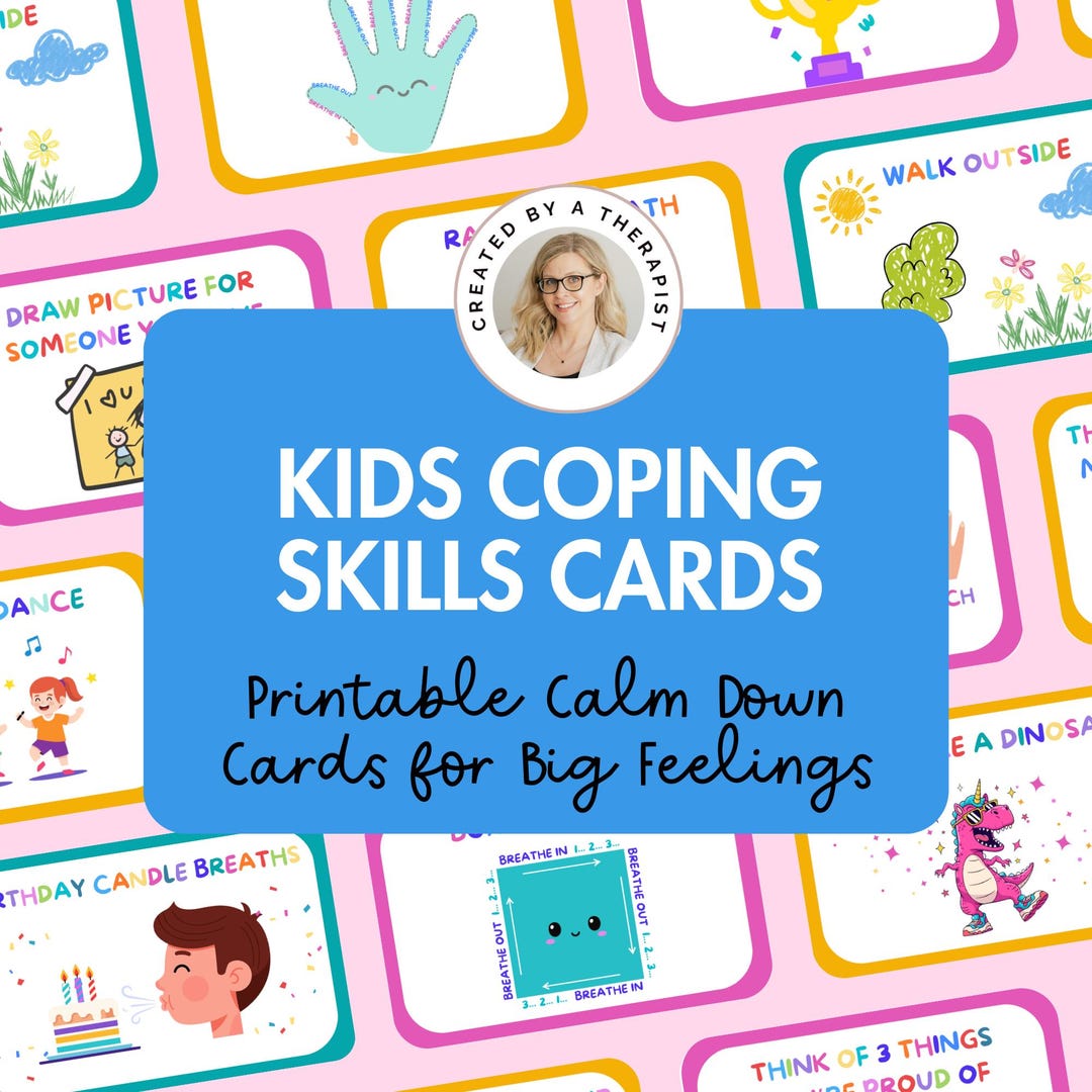 Kids Coping Skills Cards | 45 Printable Calm Down Toolkit | Breathing ...