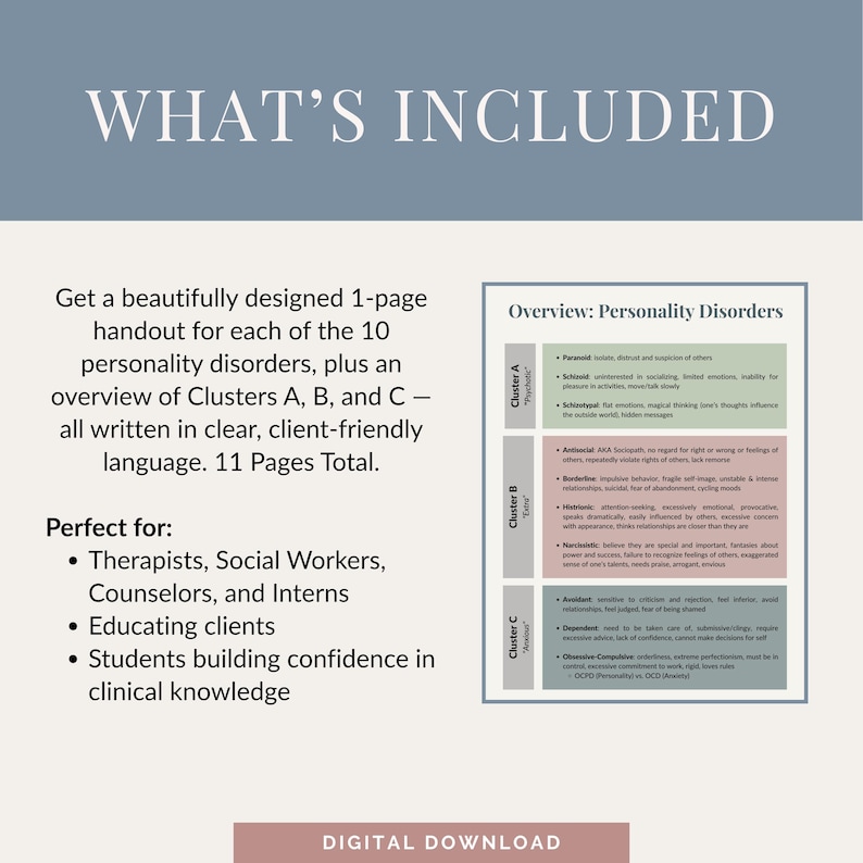 Personality Disorders – DSM-5 DSM-5TR | Cheat Sheet | Therapy Handout ...