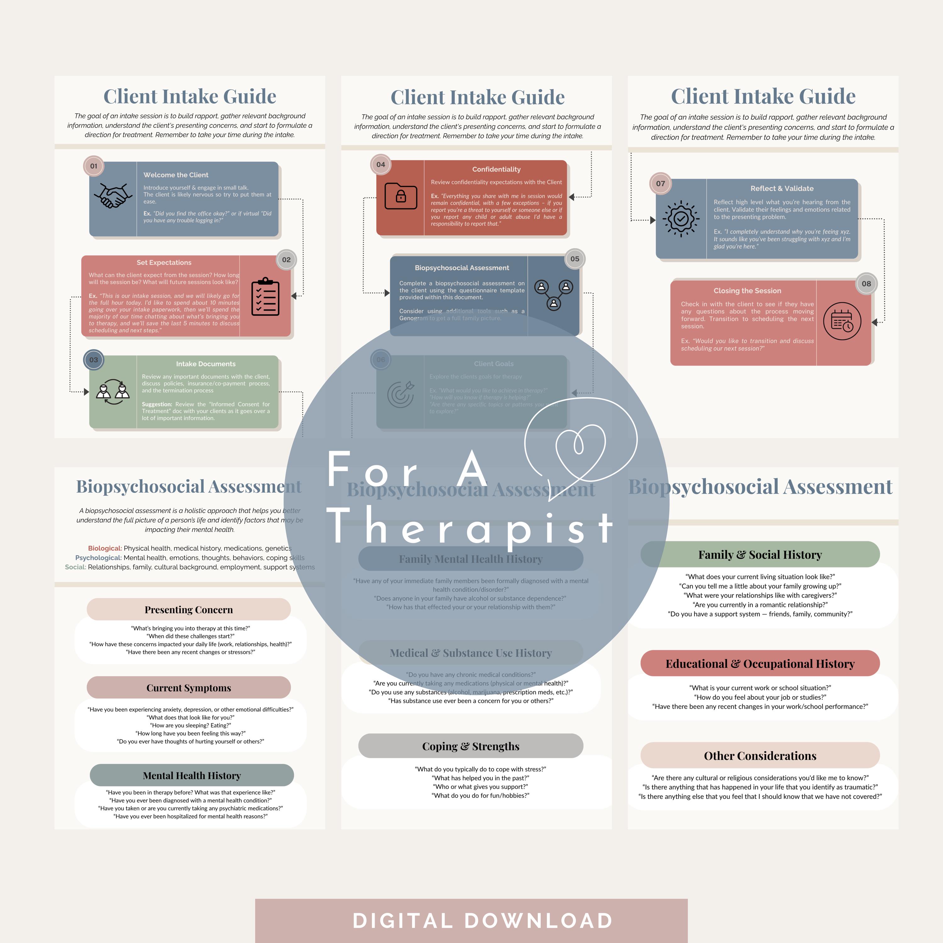 Therapy Intake Forms Bundle | Fillable Client Intake + Biopsychosocial ...