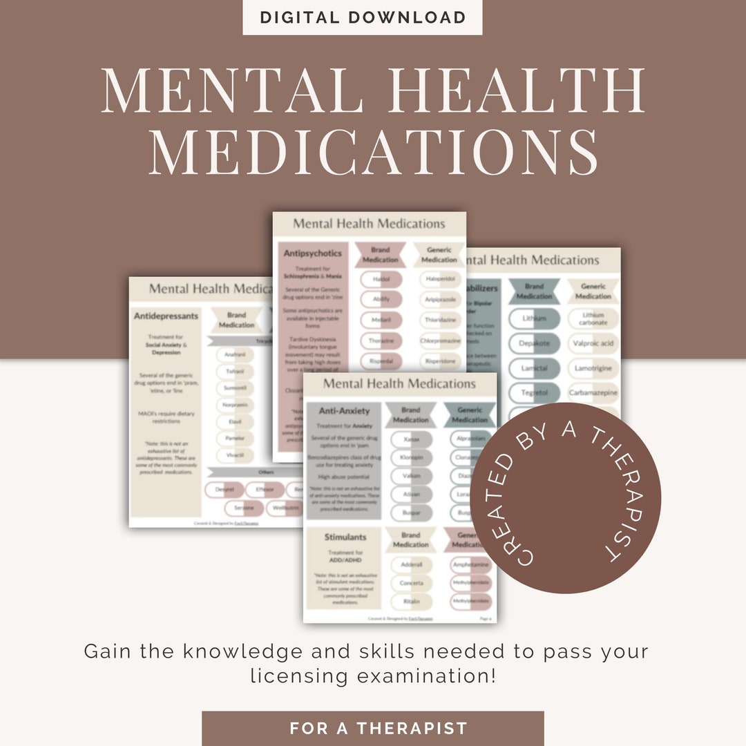 Mental Health Medications Study Guide - Etsy