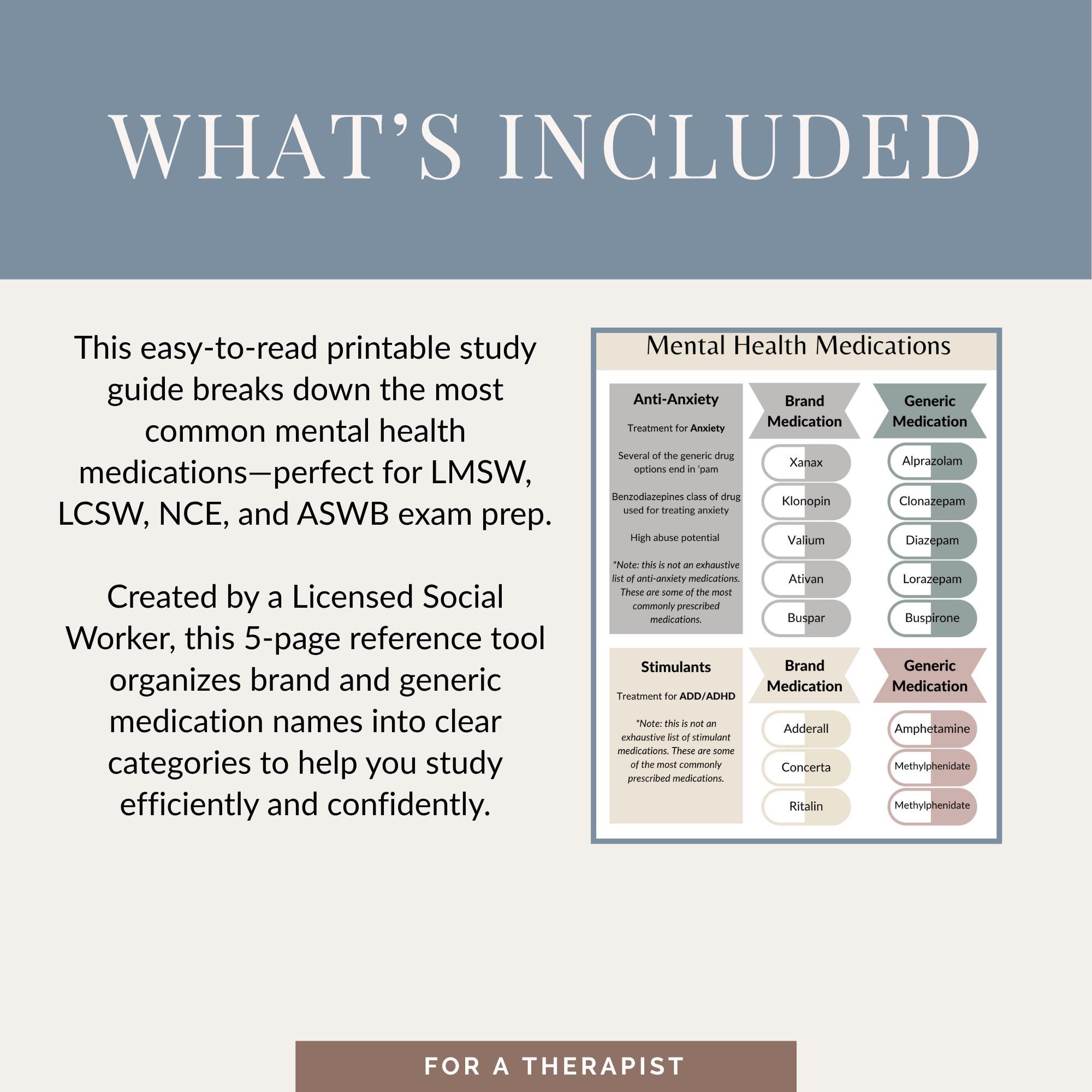 Mental Health Medications Cheat Sheet, Study Guide – Printable Psych ...