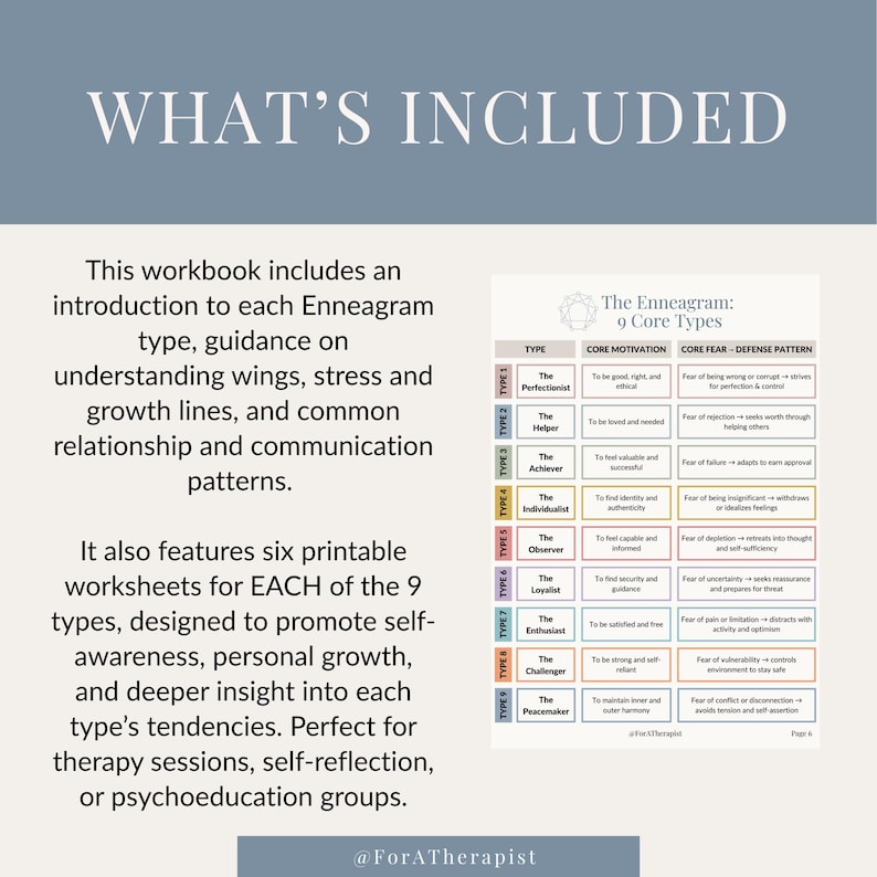 Enneagram Worksheet Bundle for Therapy & Coaching, Personality Types 1 ...