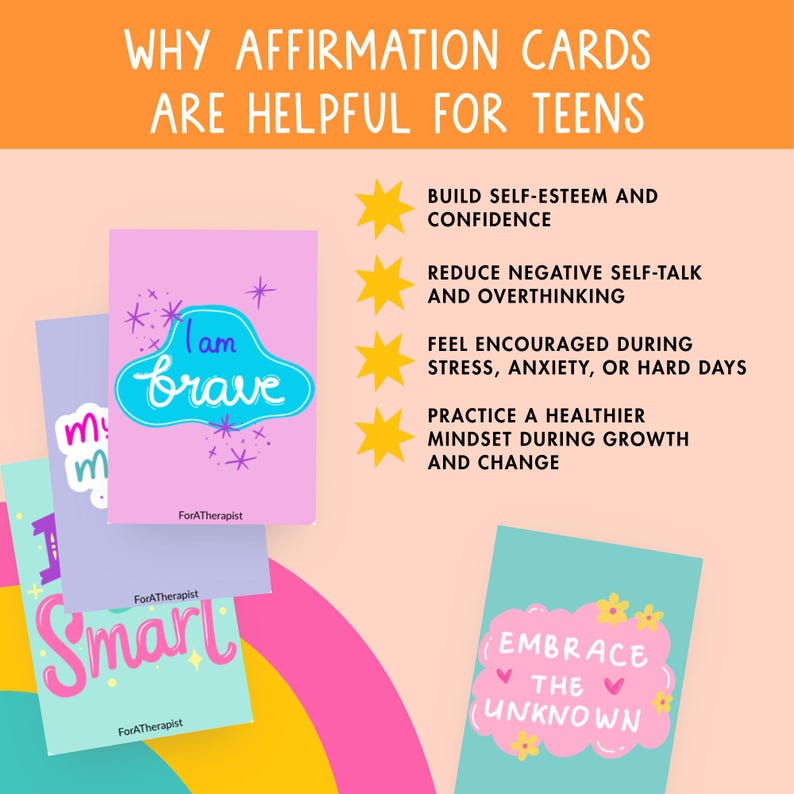 Teen Affirmation Cards Printable | Positive Self Talk Cards for Teens ...