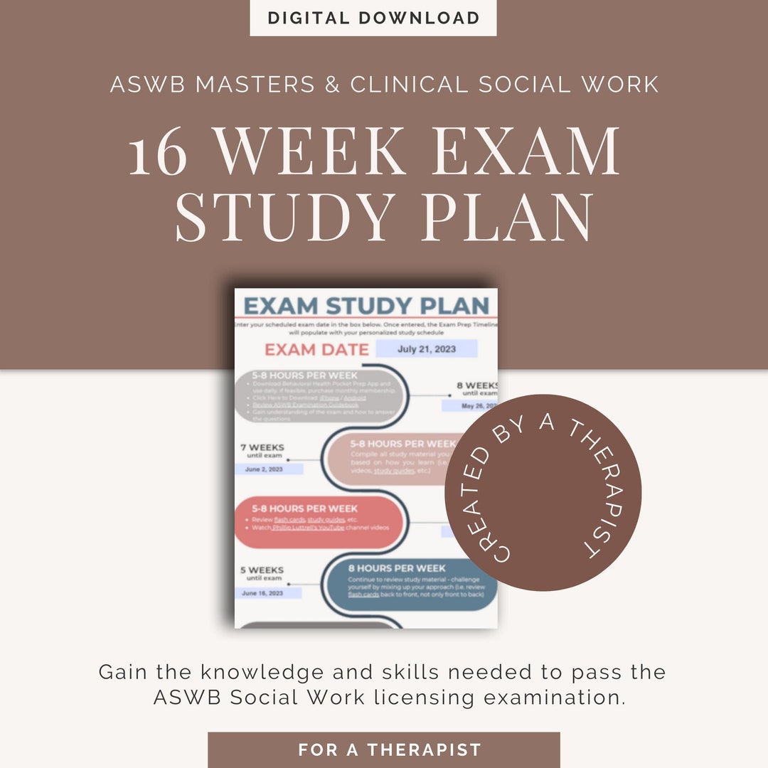 LMSW/LCSW Licensing Exam Study Plan | 16 Week Prep - Etsy