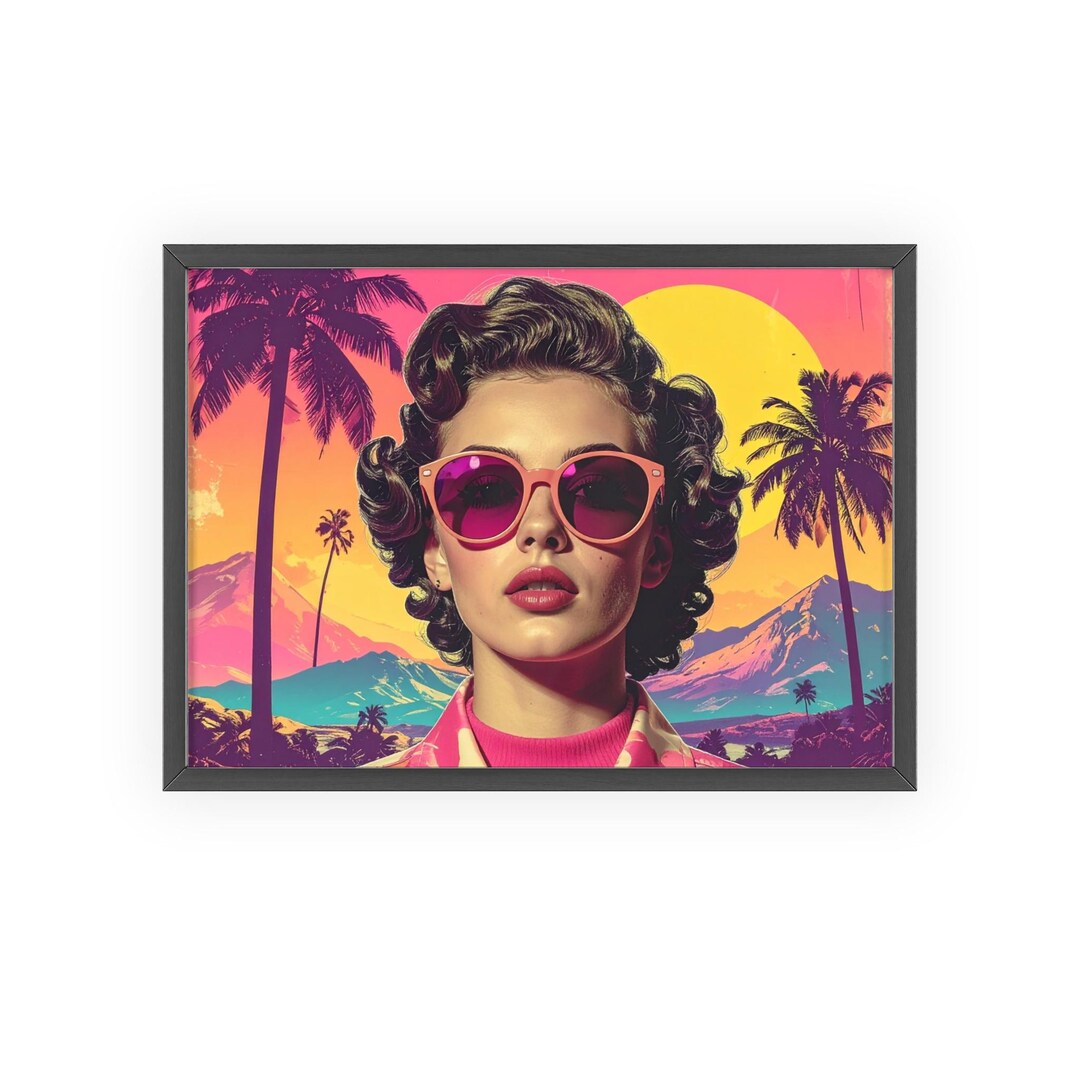 Beautiful Woman Retro Deco Poster, Vintage Wooden Frame Wall Art ...