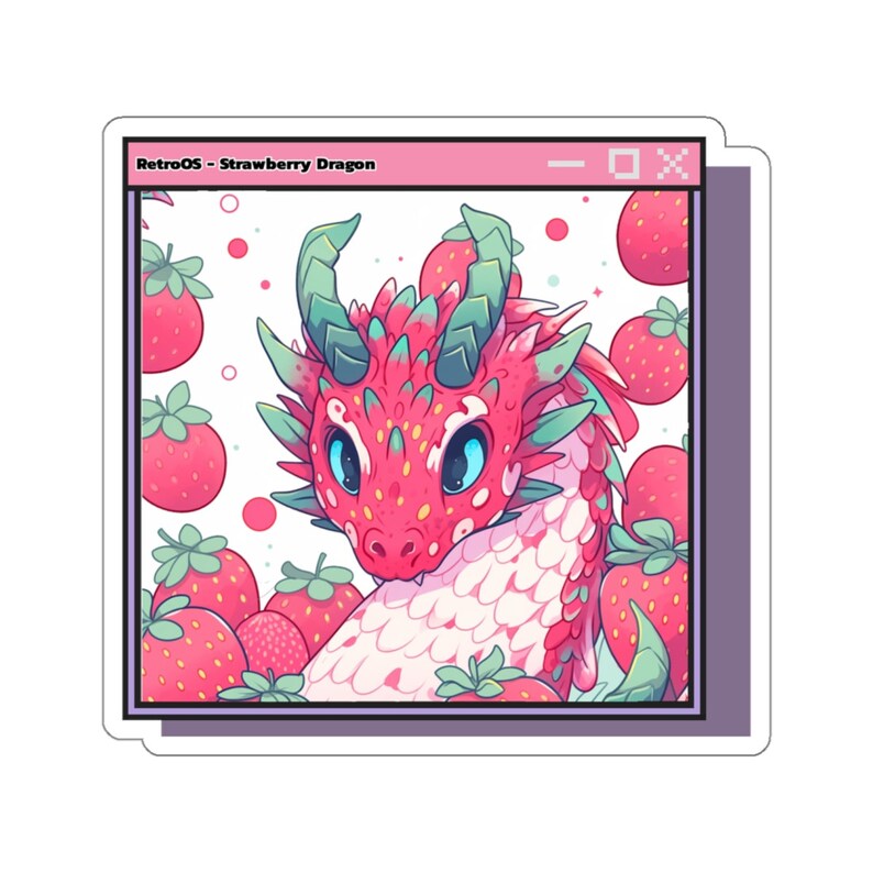 Retroos - Strawberry Dragon Sticker - Sweet Fantasy, Fruit Dragon ...
