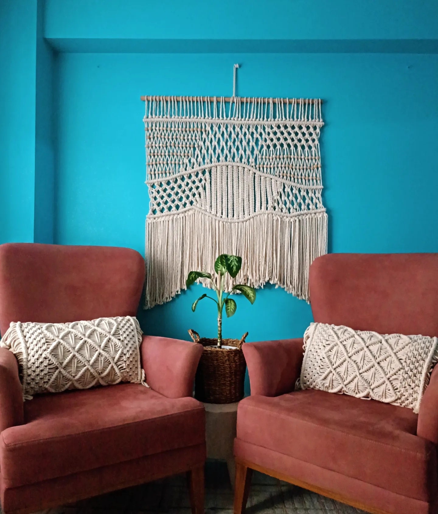 Modern Macrame Curtain, Boho Wall Decor, Macrame Wall Art, Macrame Home ...