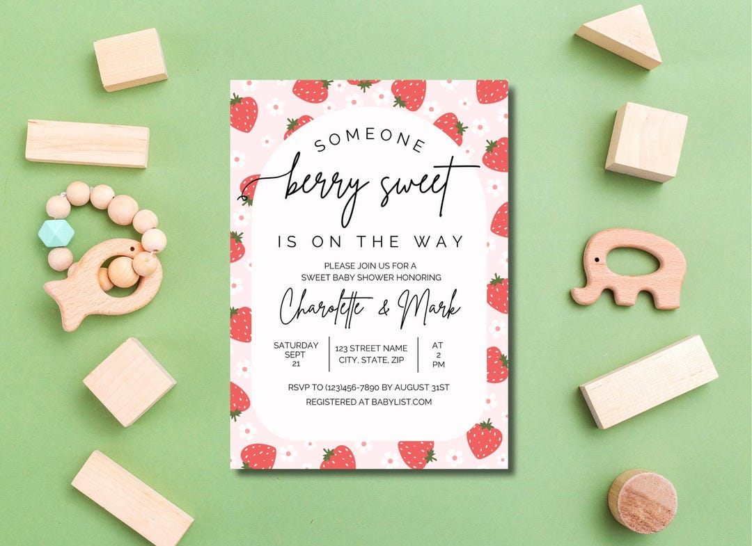 EDITABLE Berry Sweet Baby Shower Invitation - Etsy