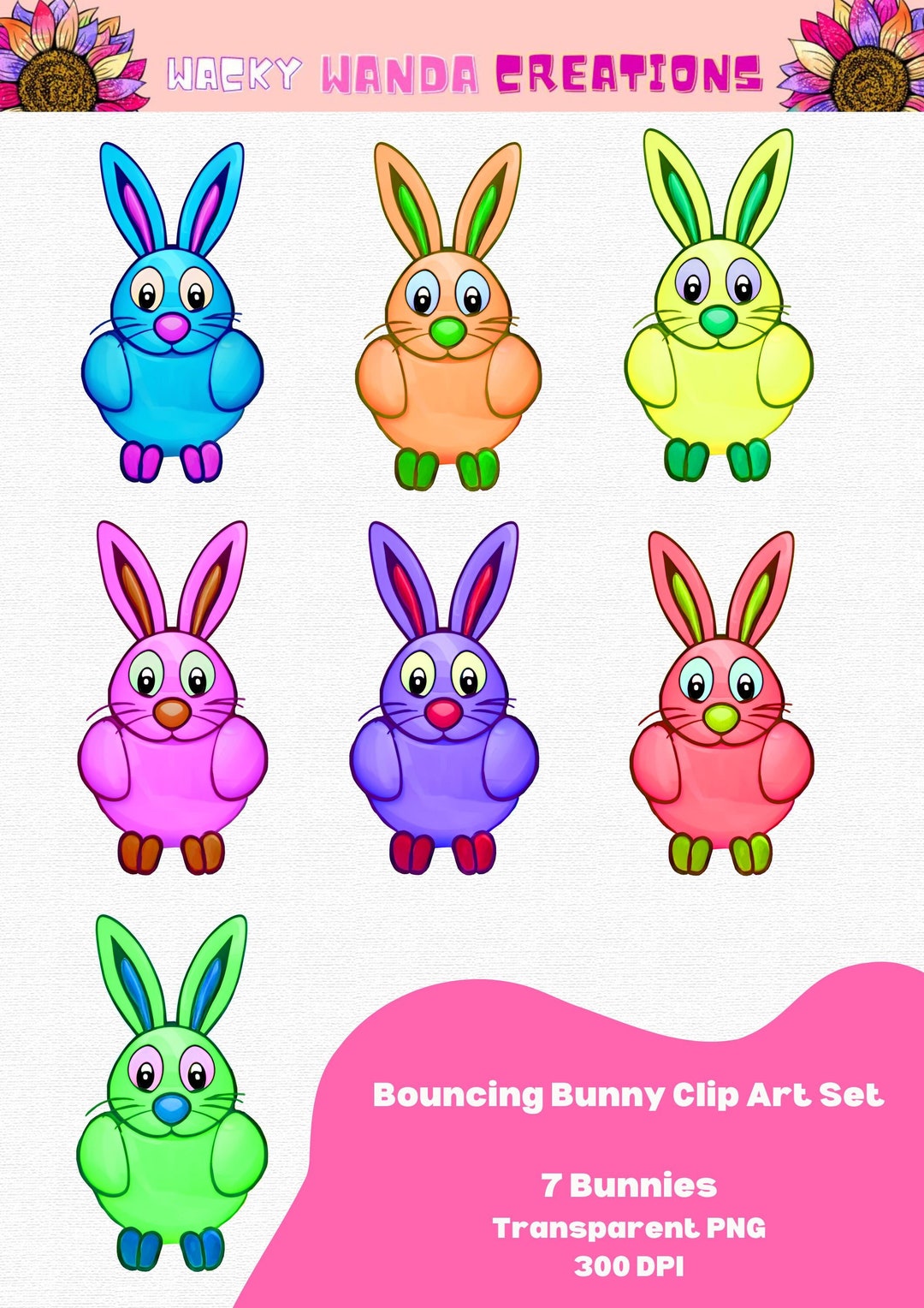 Bouncing Bunny -easter Clip Art - Digital Download - Etsy