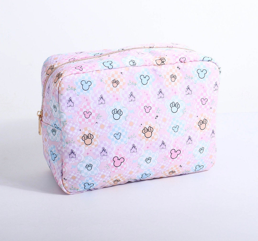 XL Pastel Checkered Flowers Mouse Cosmetic Bag / Magical Mouse Bags ...