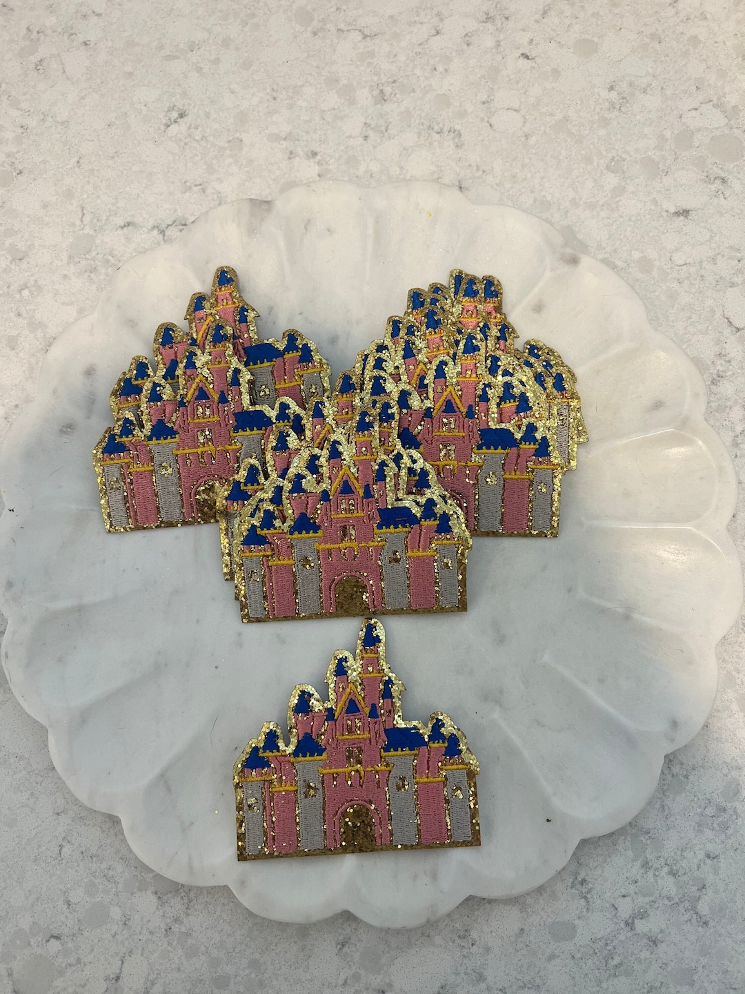 Iron on Castle Patch Gold Glitter Cinderellas Castle Princess Patch ...