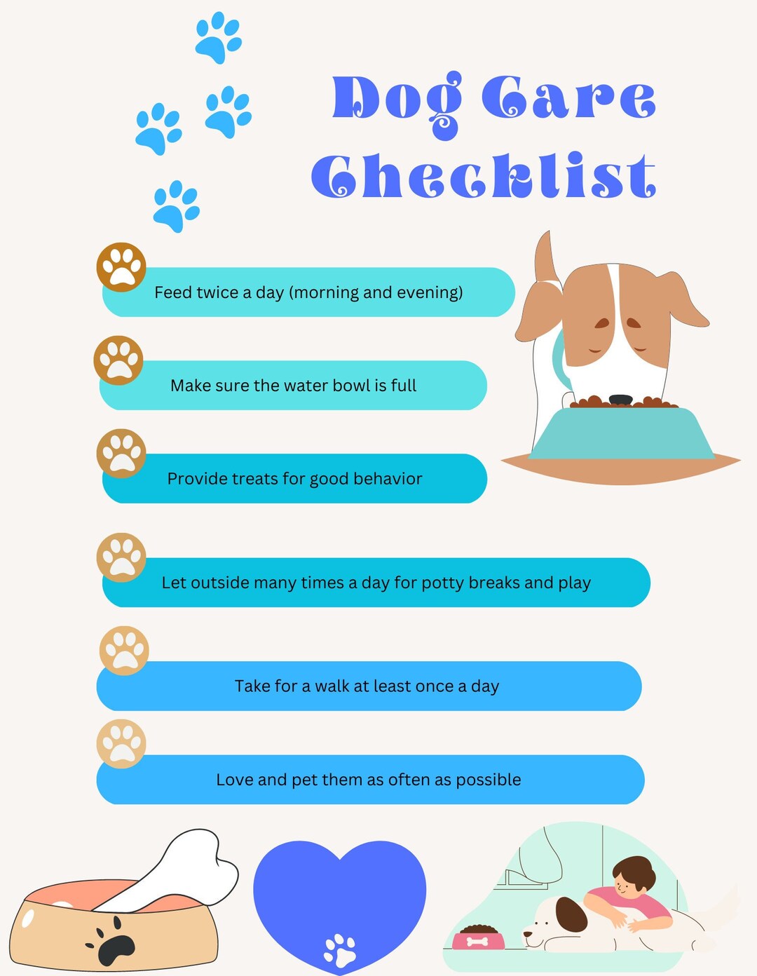 Dog Care Checklist Digital Download - Etsy