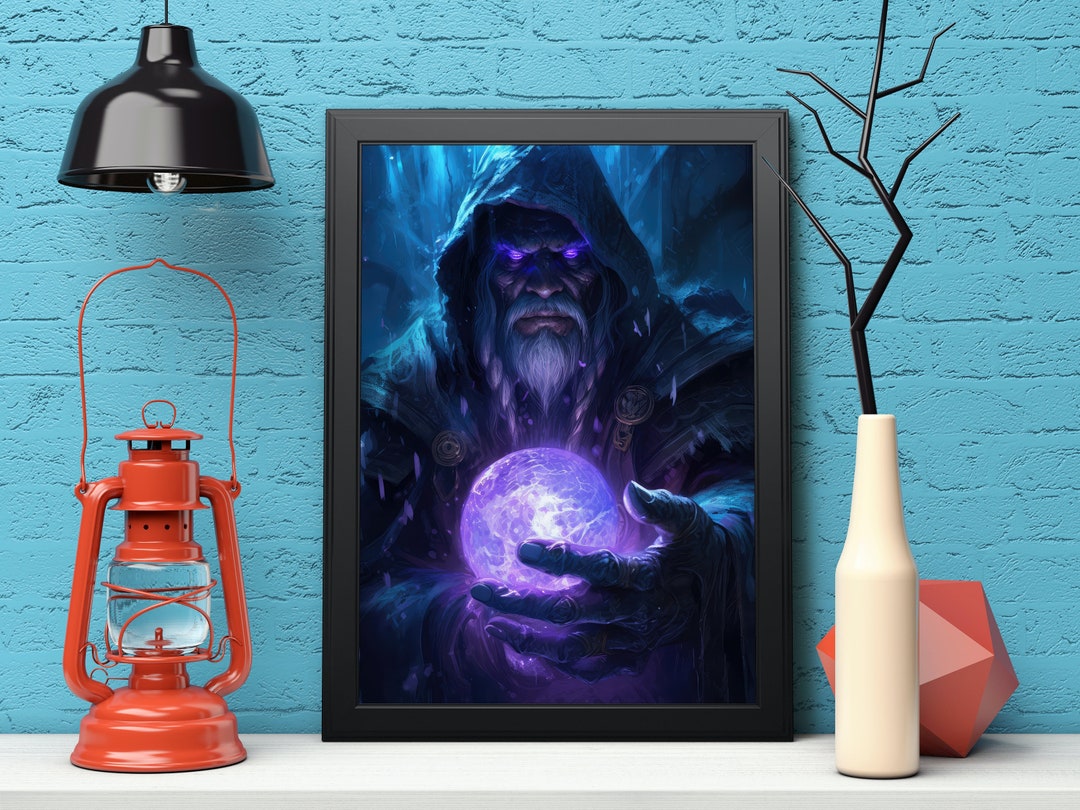 Warlock Digital Art Poster - Printable Magician Art - Mage Casting a ...