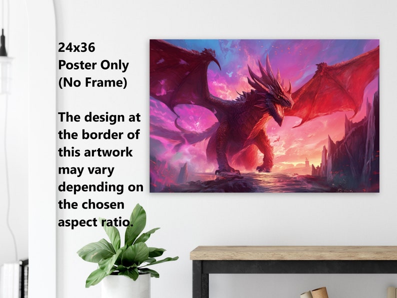 Red Dragon Wall Art - Red Dragon Poster - Fantasy Art Canvas - Framed ...