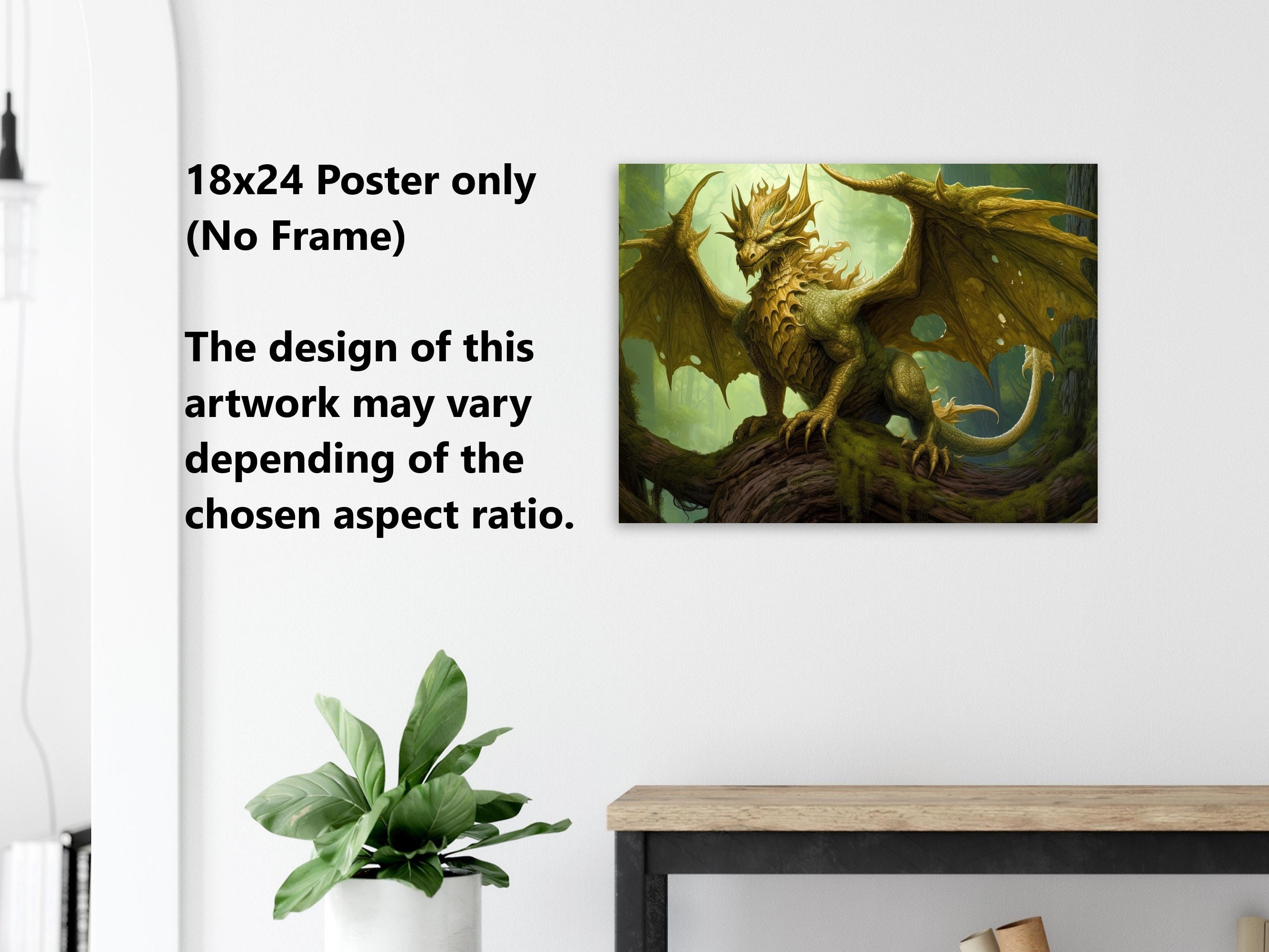 Green Dragon Wall Art - Green Nature Dragon Poster - Guardian of the ...