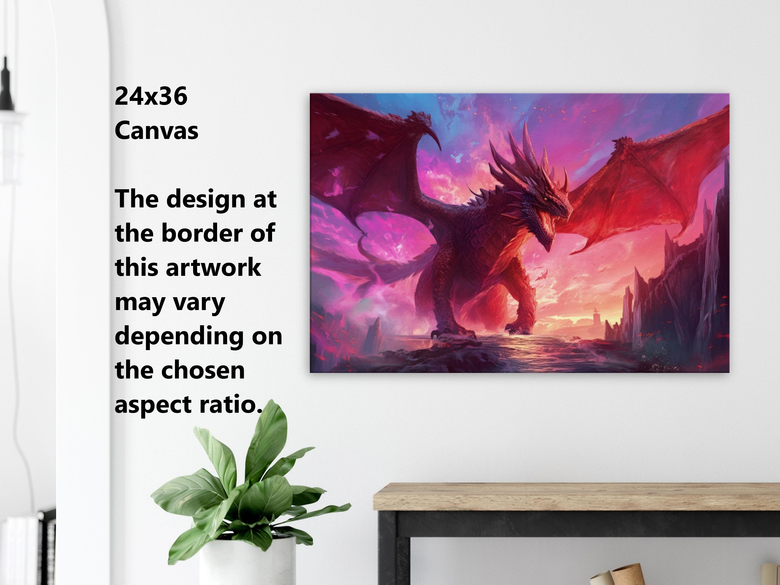 Red Dragon Wall Art - Red Dragon Poster - Fantasy Art Canvas - Framed ...