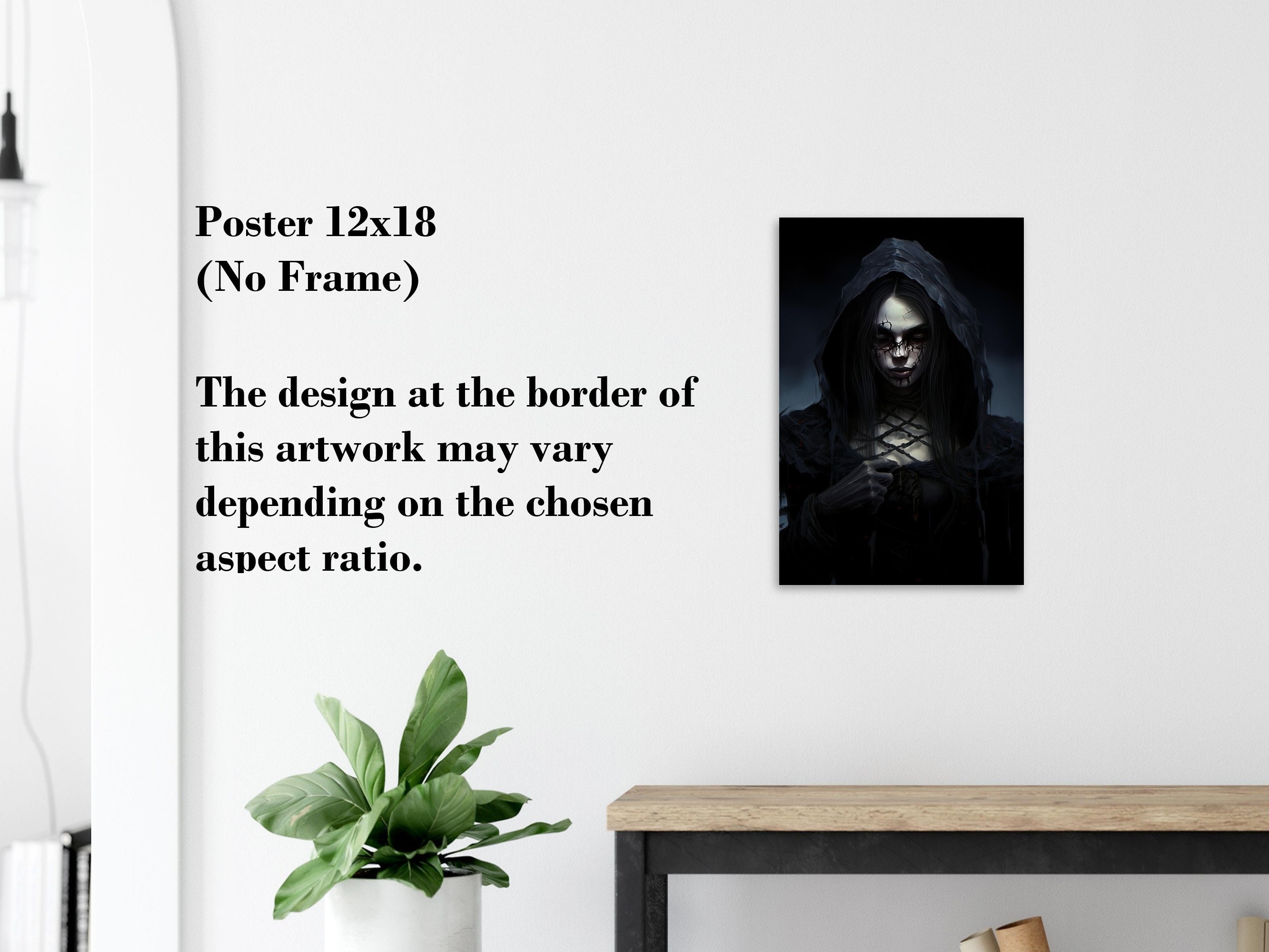 Gothic Woman Horror Poster - Halloween Gothic Canvas Wall Art ...