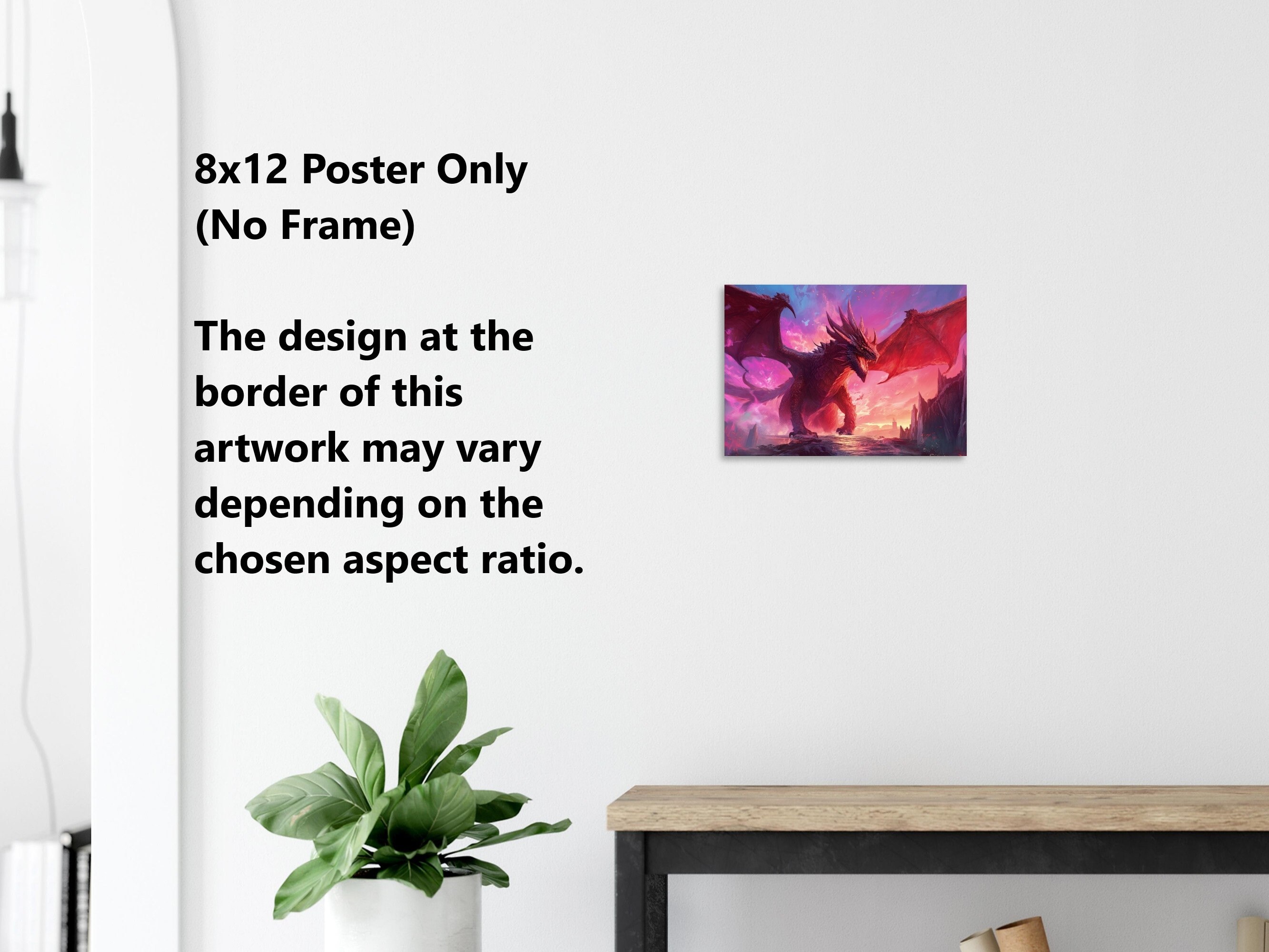 Red Dragon Wall Art - Red Dragon Poster - Fantasy Art Canvas - Framed ...