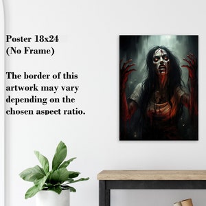 Bloody Woman Zombie Poster Gruesome Horror Art Print Halloween ...