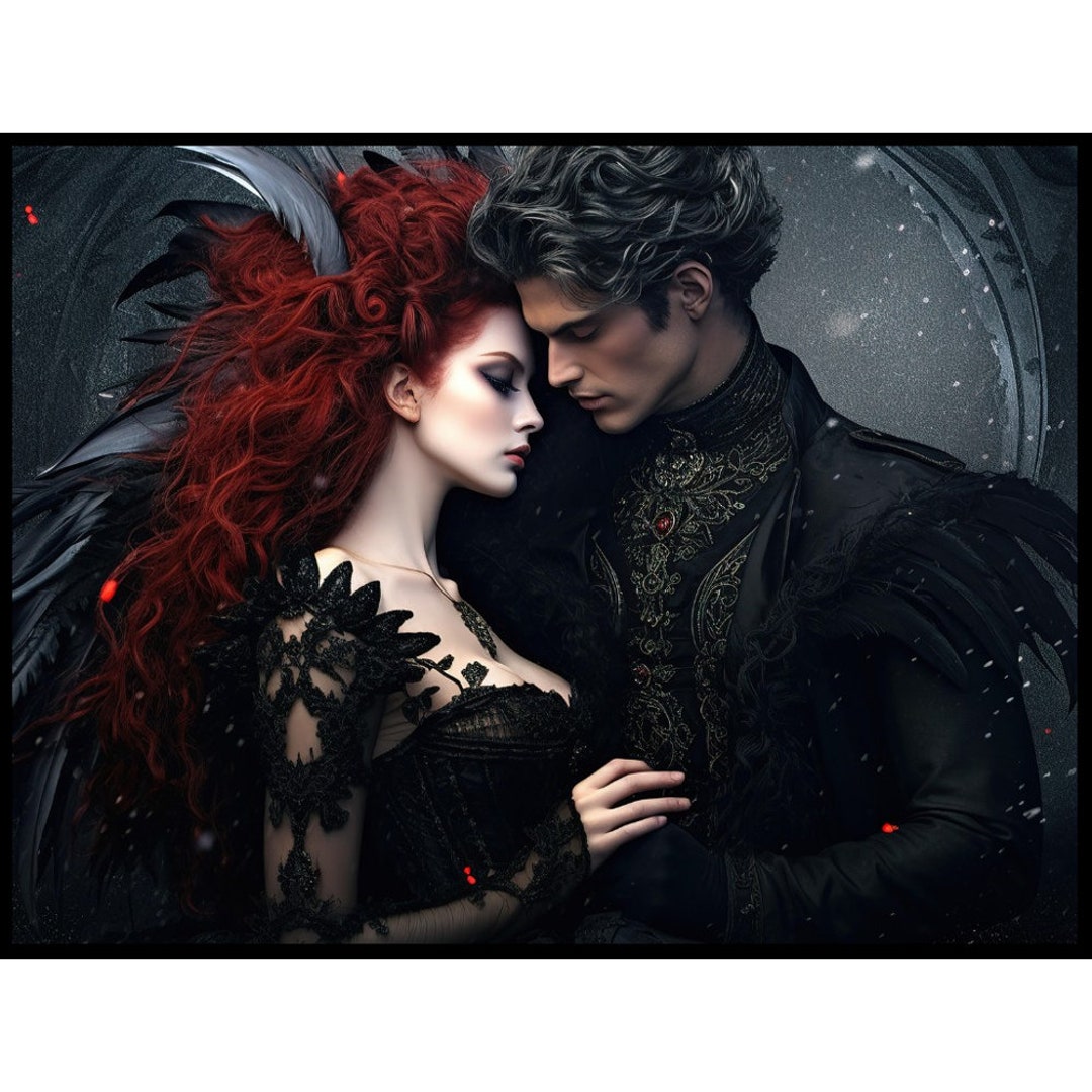 Gothic Romance Wall Art, Victorian Couple Poster, Fantasy Art Canvas ...