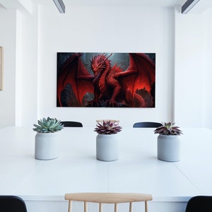 Red Dragon Digital Artwork - Majestic Red Dragon in Ruined Castle ...