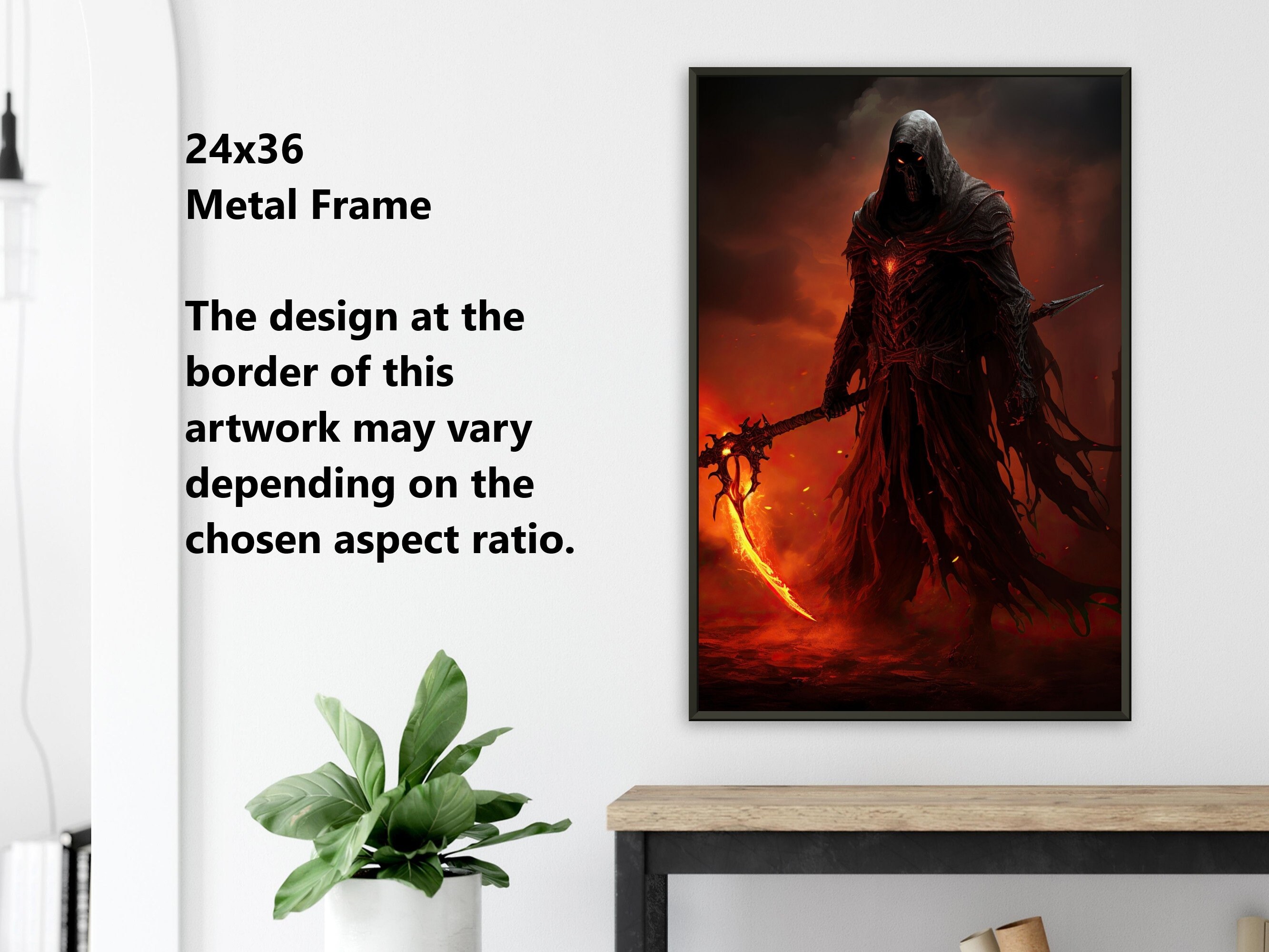 Grim Reaper Art - Warrior Grim Reaper Poster - Flame Scythe - Dark ...