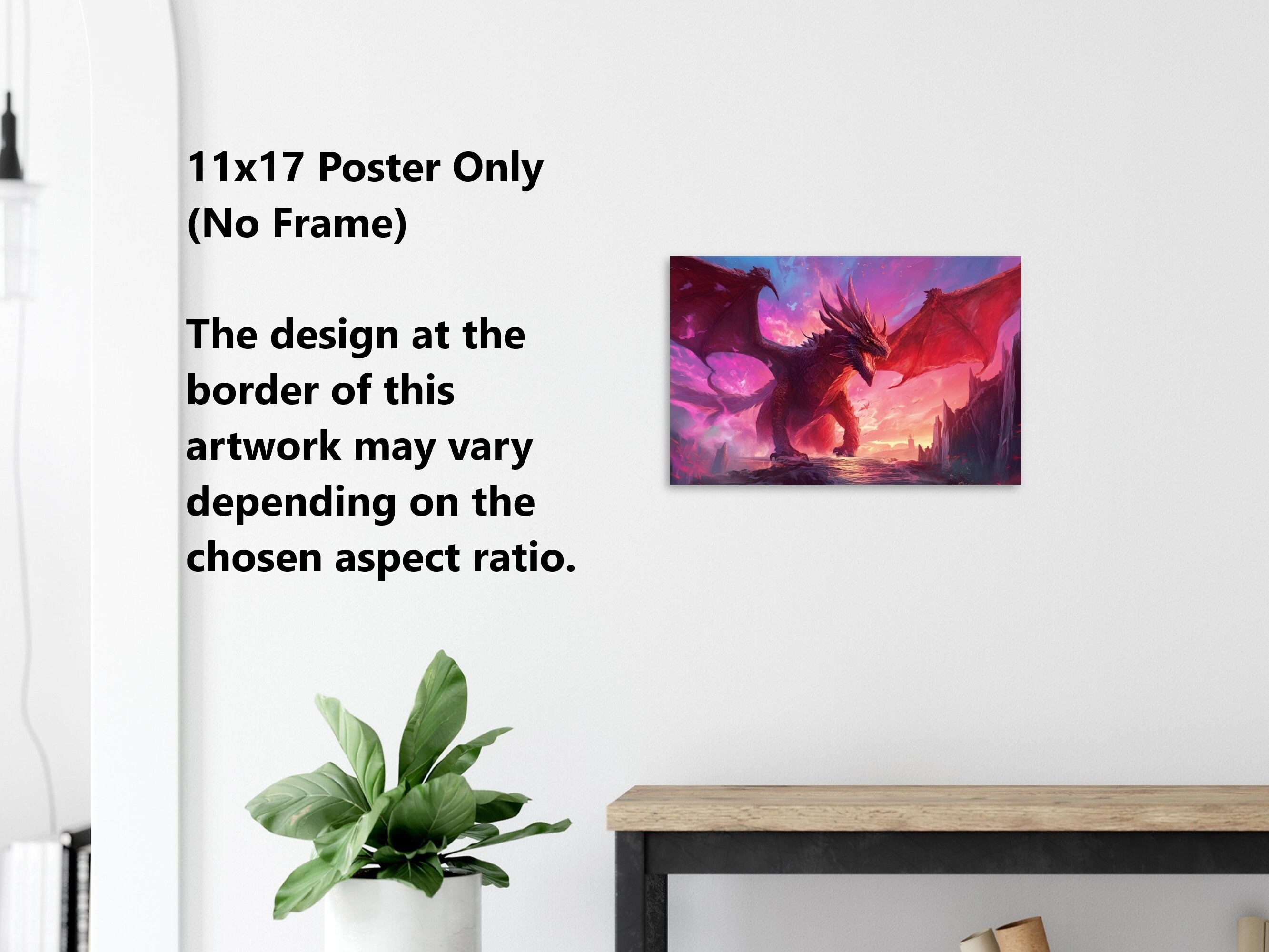 Red Dragon Wall Art - Red Dragon Poster - Fantasy Art Canvas - Framed ...