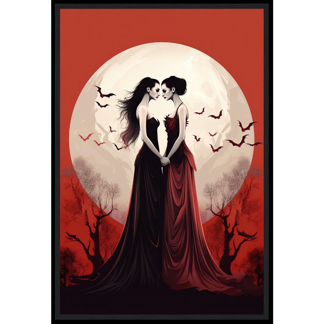 Lesbian Vampires Lovers Wall Art, Vampire Poster, Fantasy Art Canvas ...