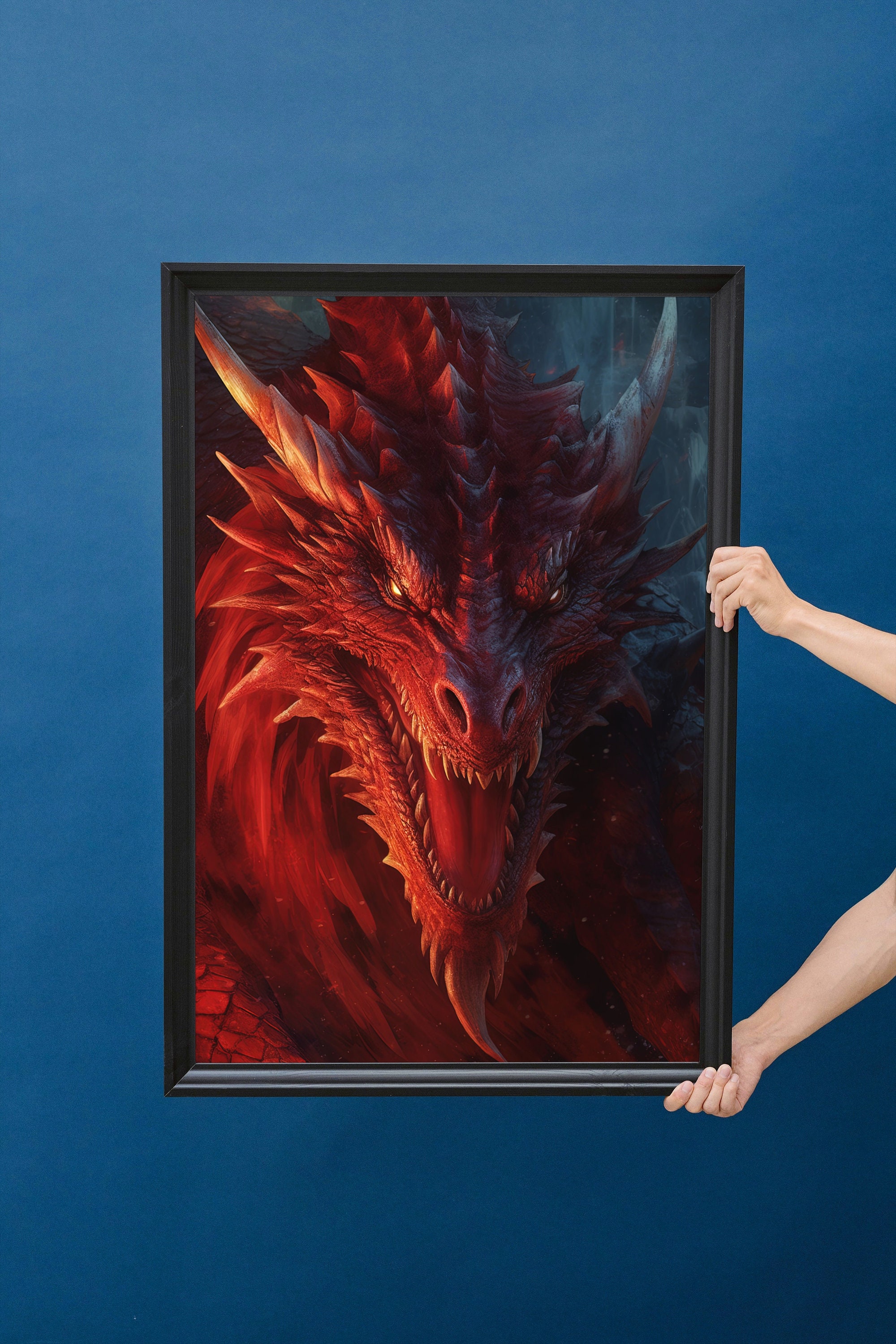Red Dragon Digital Download Portrait - Dragon Art Printable Wall Decor ...