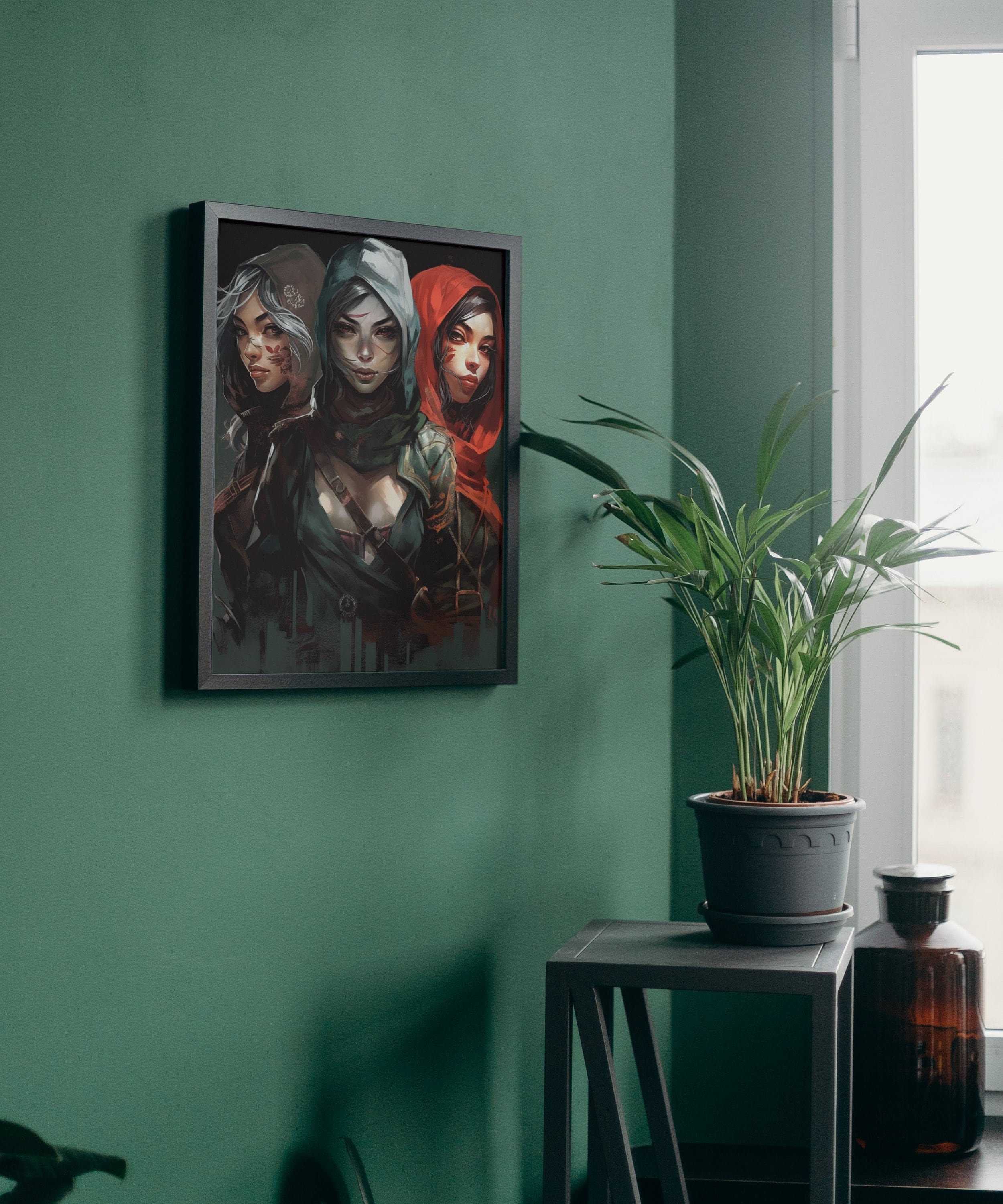 Ninja Digital Wall Art Trio - Printable Anime Ninja Girl Portraits ...