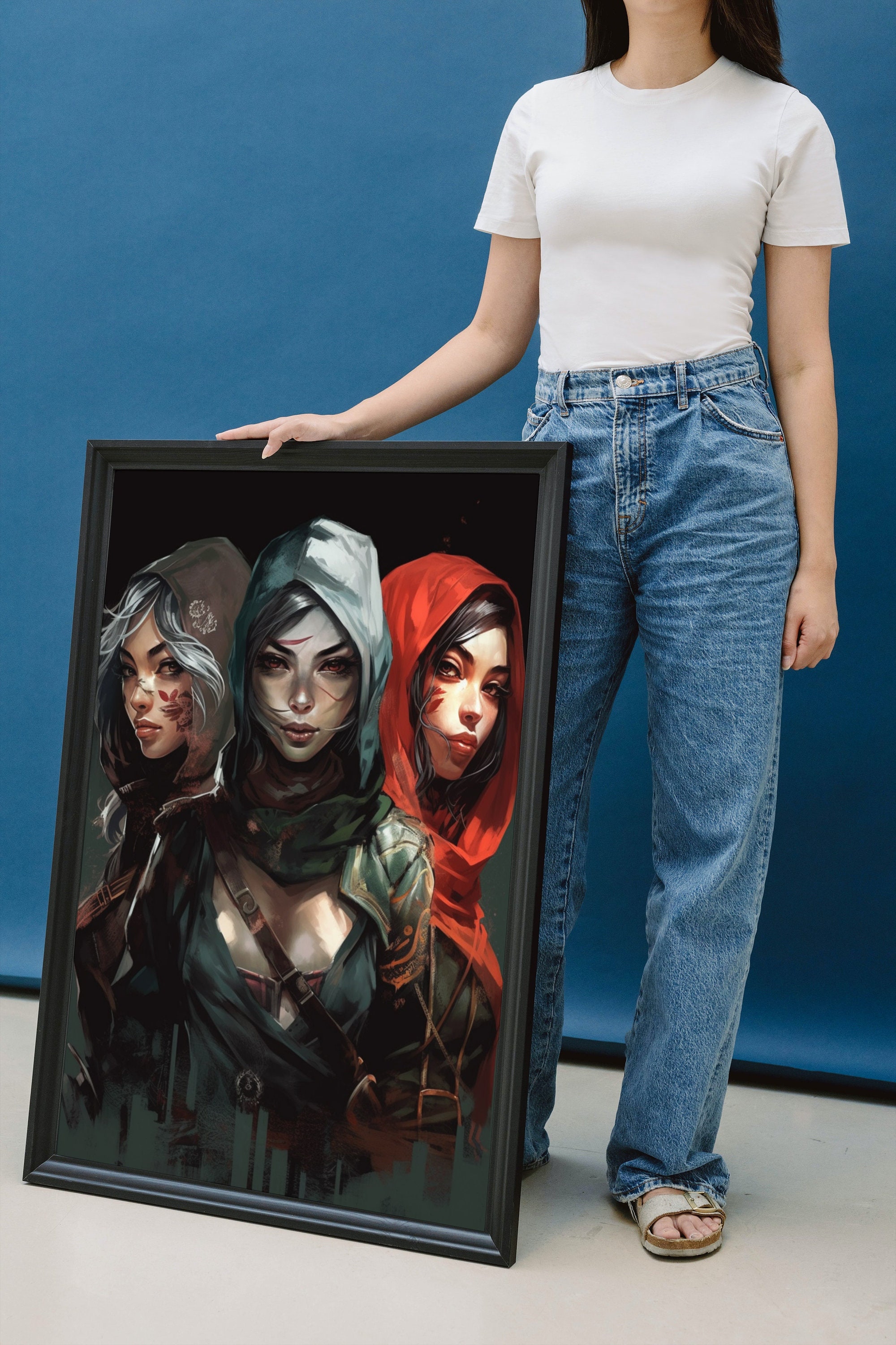 Ninja Digital Wall Art Trio - Printable Anime Ninja Girl Portraits ...