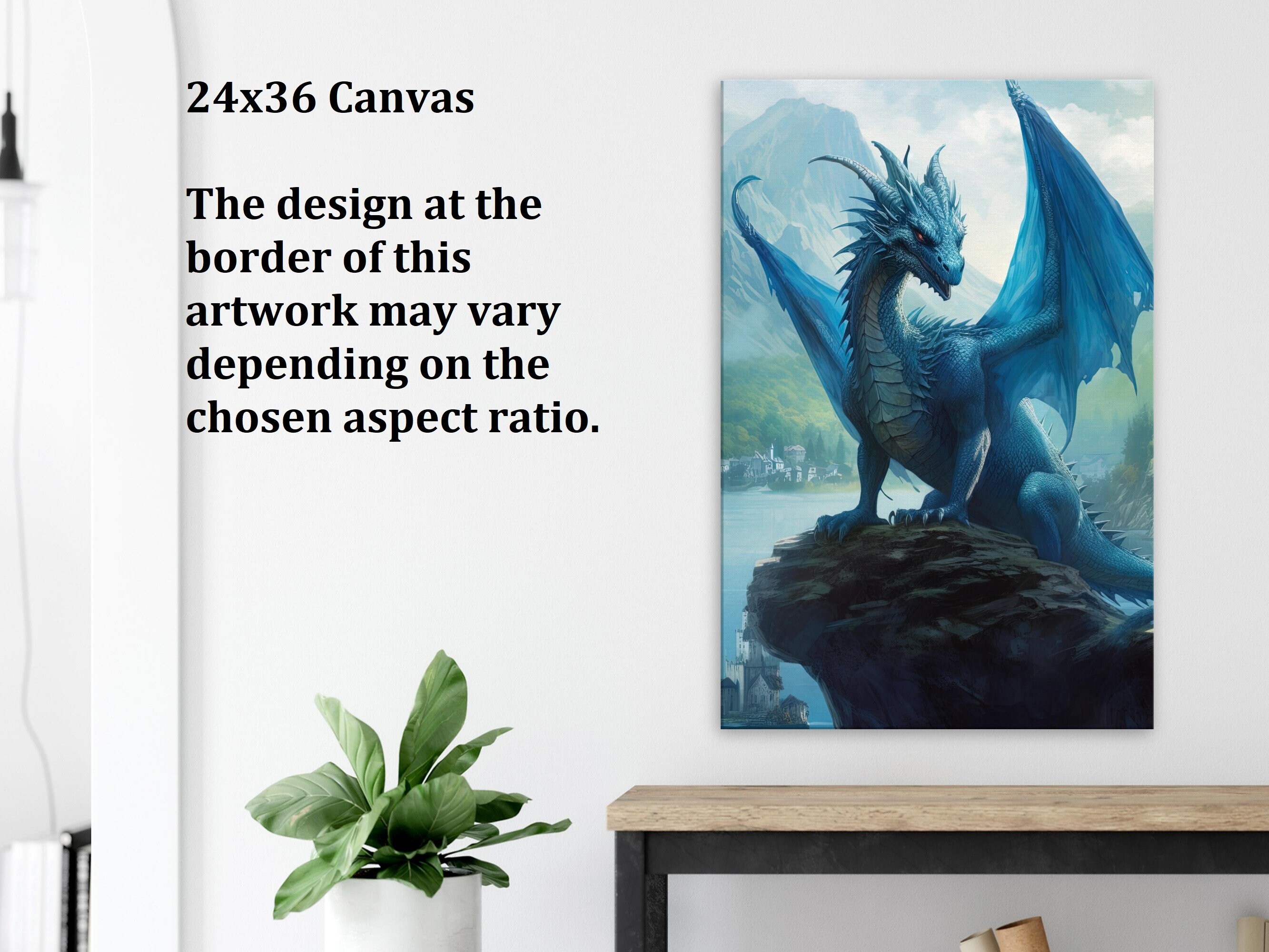 Blue Dragon Wall Art, Blue Dragon Poster, Fantasy Art Canvas Gift for ...