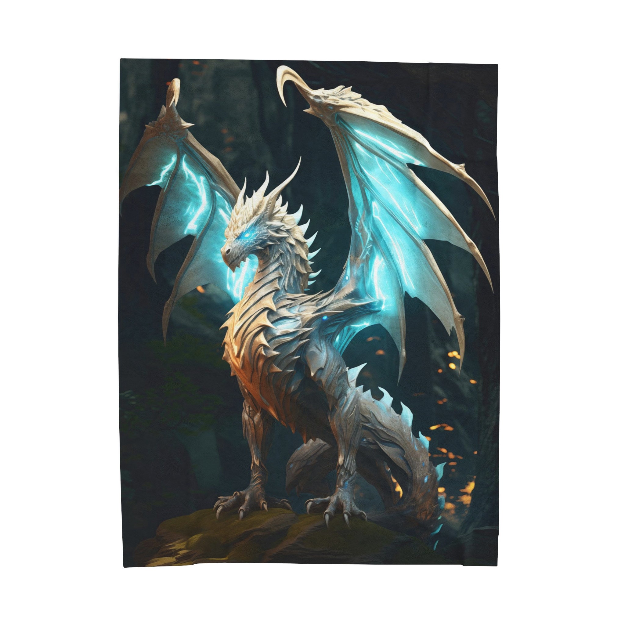 White Dragon Blanket - White Holy Dragon Velveteen Plush Blanket ...
