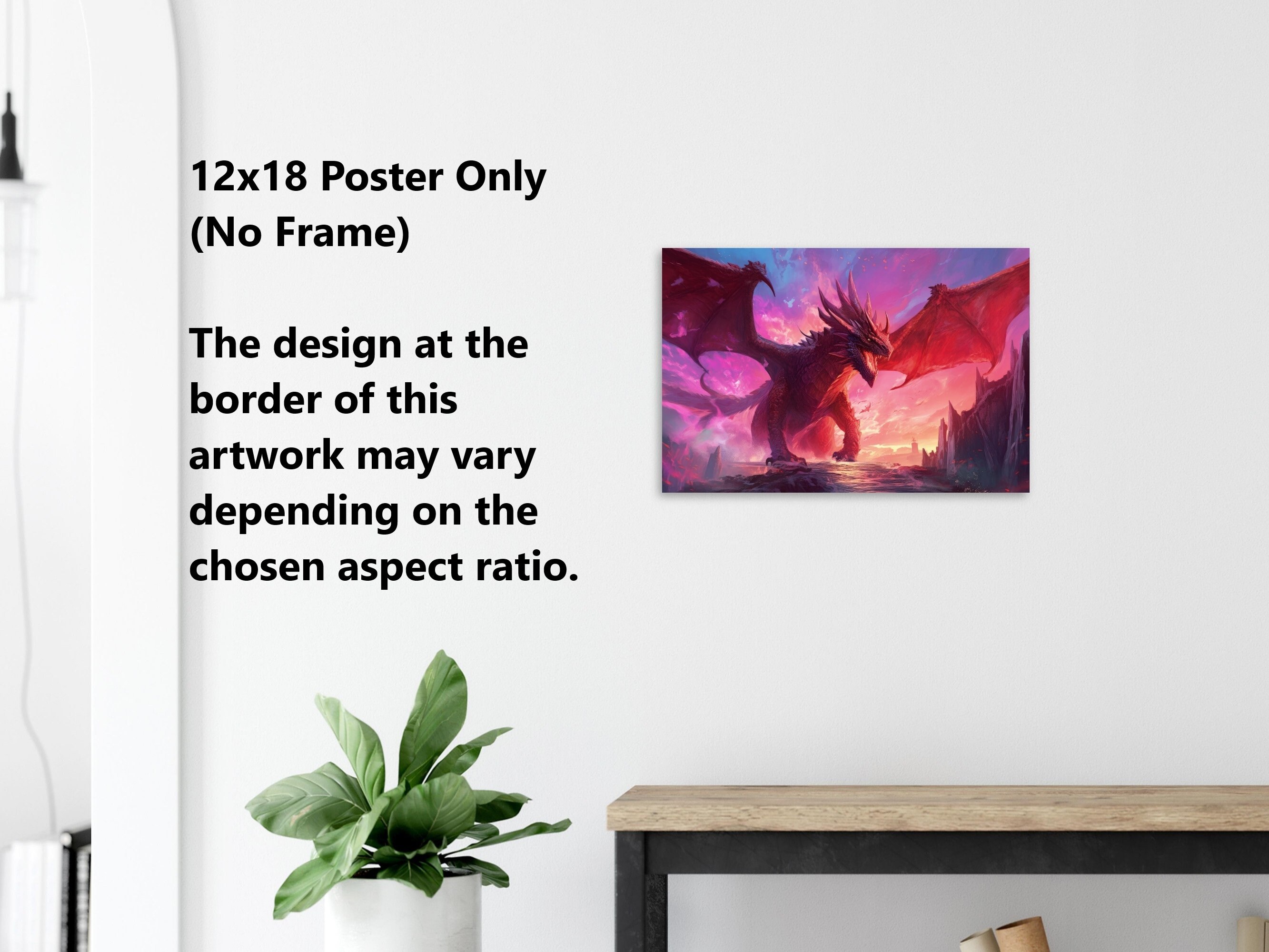 Red Dragon Wall Art - Red Dragon Poster - Fantasy Art Canvas - Framed ...