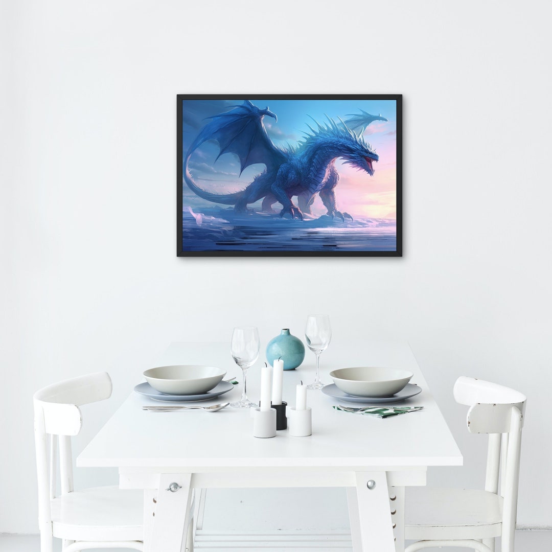 Blue Dragon Digital Art Download - Printable Wall Decor - Fantasy ...