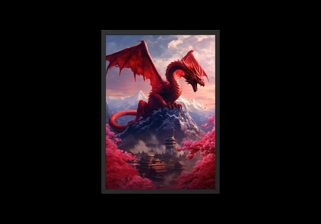 Chinese Dragon Wall Art Red Dragon Poster Fantasy Art Canvas T For Gamer Etsy