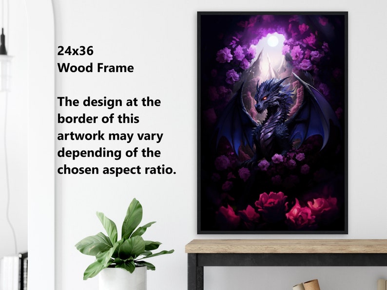 Purple Dragon Wall Art - Midnight Purple Dragon Poster - Purple and Red ...