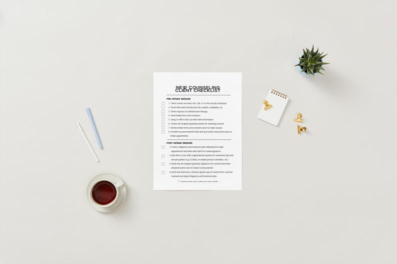 New Counseling Client Checklist | Digital Download | Intake Session ...
