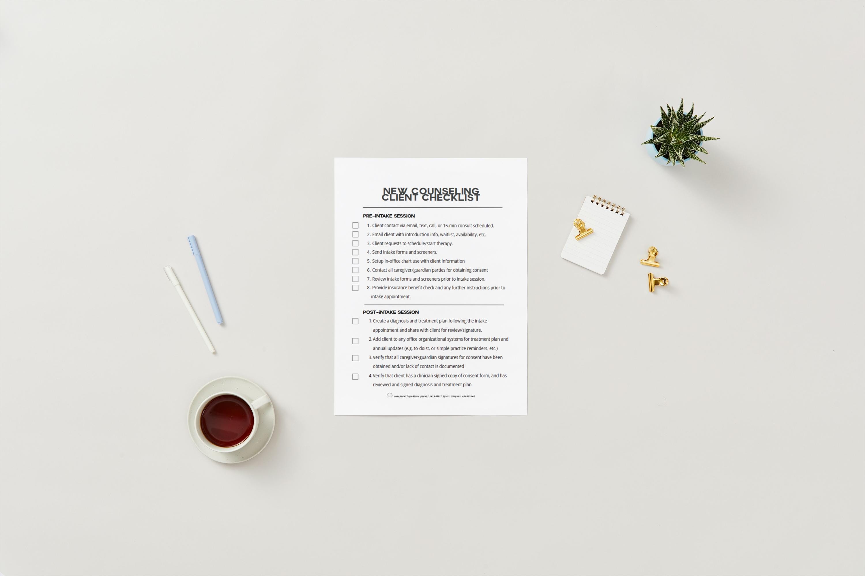 Counseling Client Checklist: Therapy Intake Forms (digital Download ...