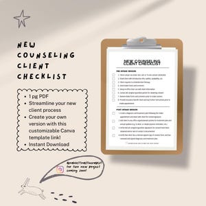 Counseling Client Checklist: Therapy Intake Forms (digital Download ...
