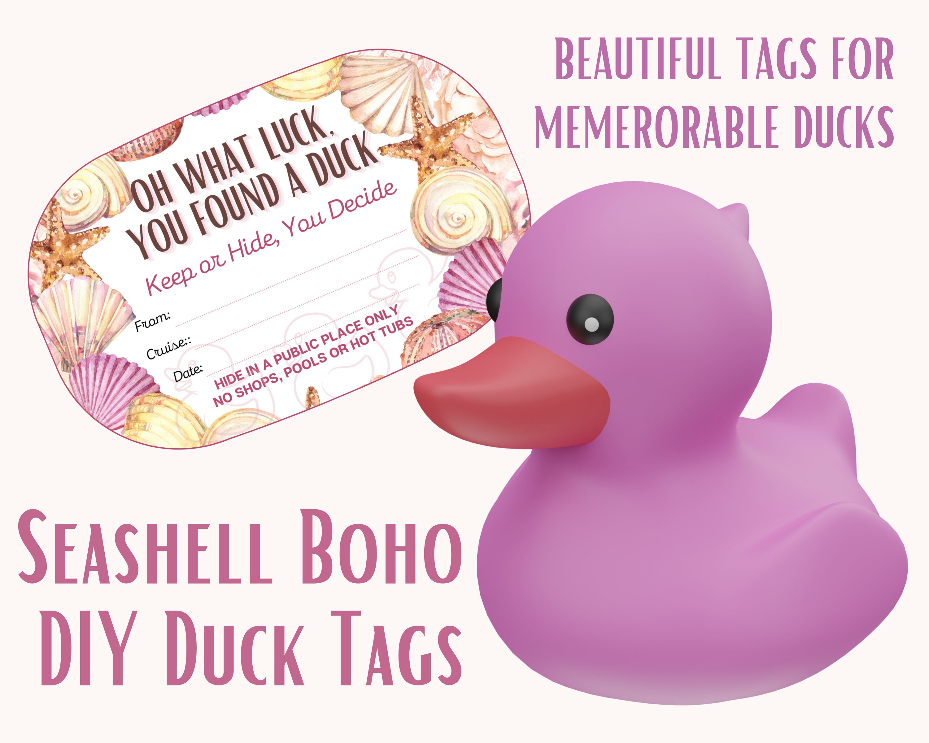 Seashell Boho Duck Tag | Cruising Ducks | Rubber Duck Tag | Cruising ...