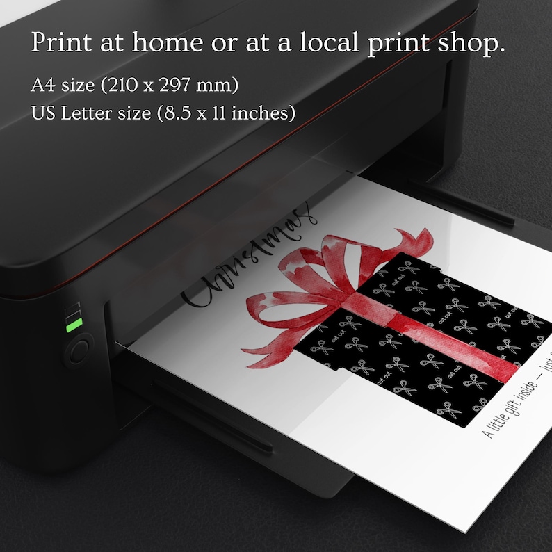 Printable Christmas Money Gift – Present Cutout Cash Poster – Easy Last ...