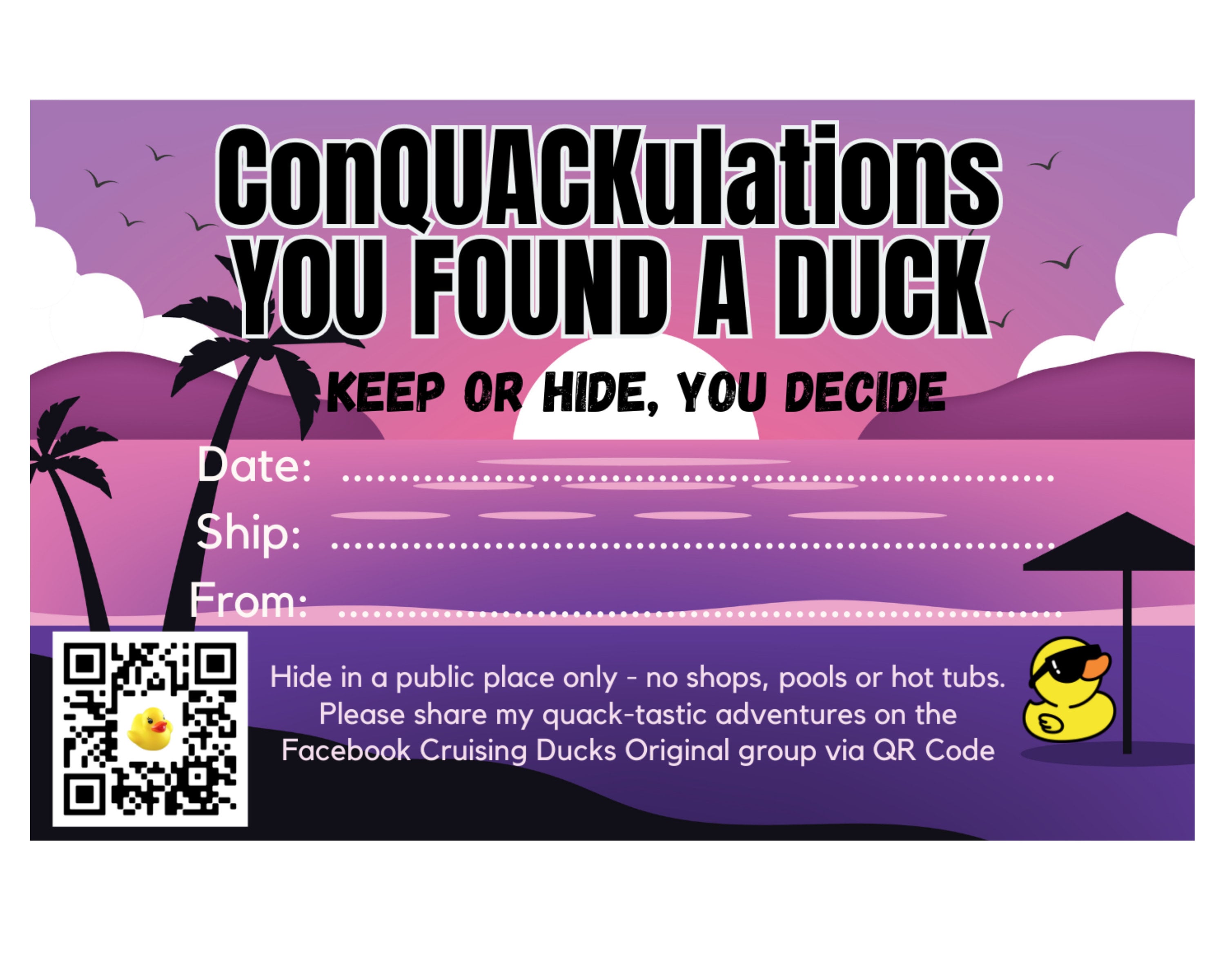 Cruise Duck Tag PDF | QR Code FB Cruising Ducks Og| Cruising Duck Tags ...