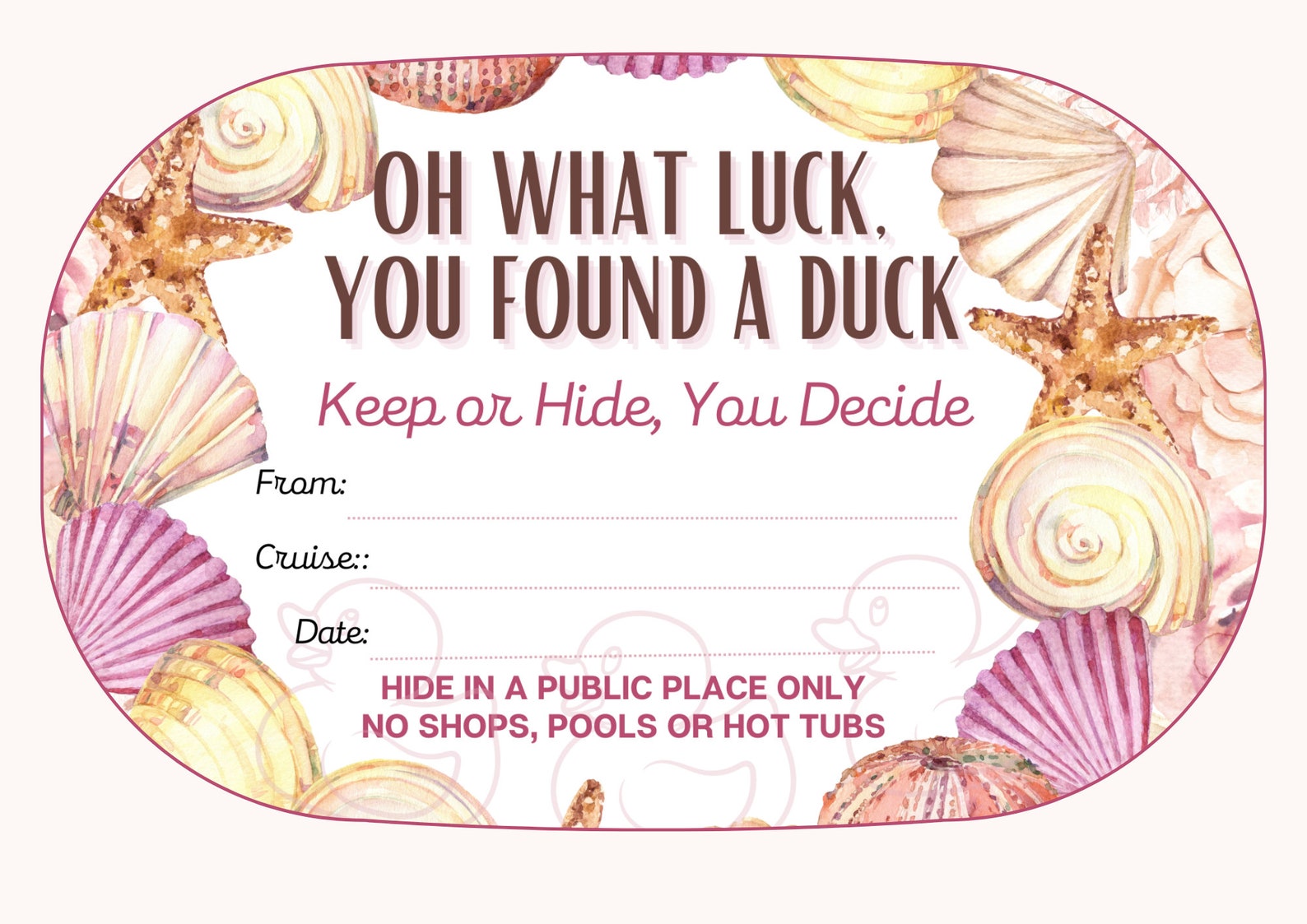 Seashell Boho Duck Tag | Cruising Ducks | Rubber Duck Tag | Cruising ...