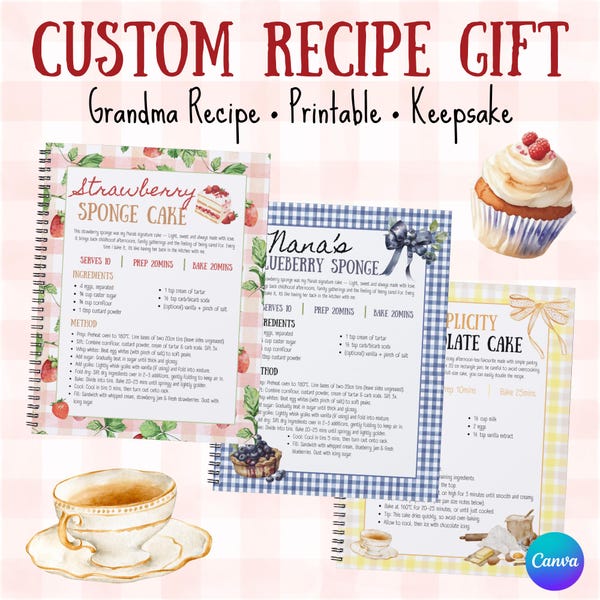 Editable Recipe Card - Etsy UK