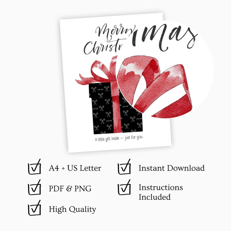 Printable Christmas Money Gift – Present Cutout Cash Poster – Easy Last ...