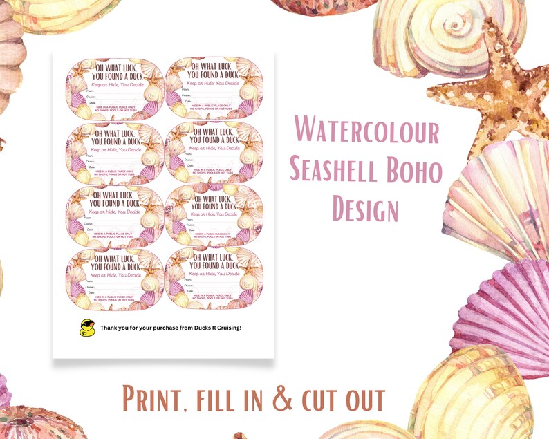 Seashell Boho Duck Tag | Cruising Ducks | Rubber Duck Tag | Cruising ...